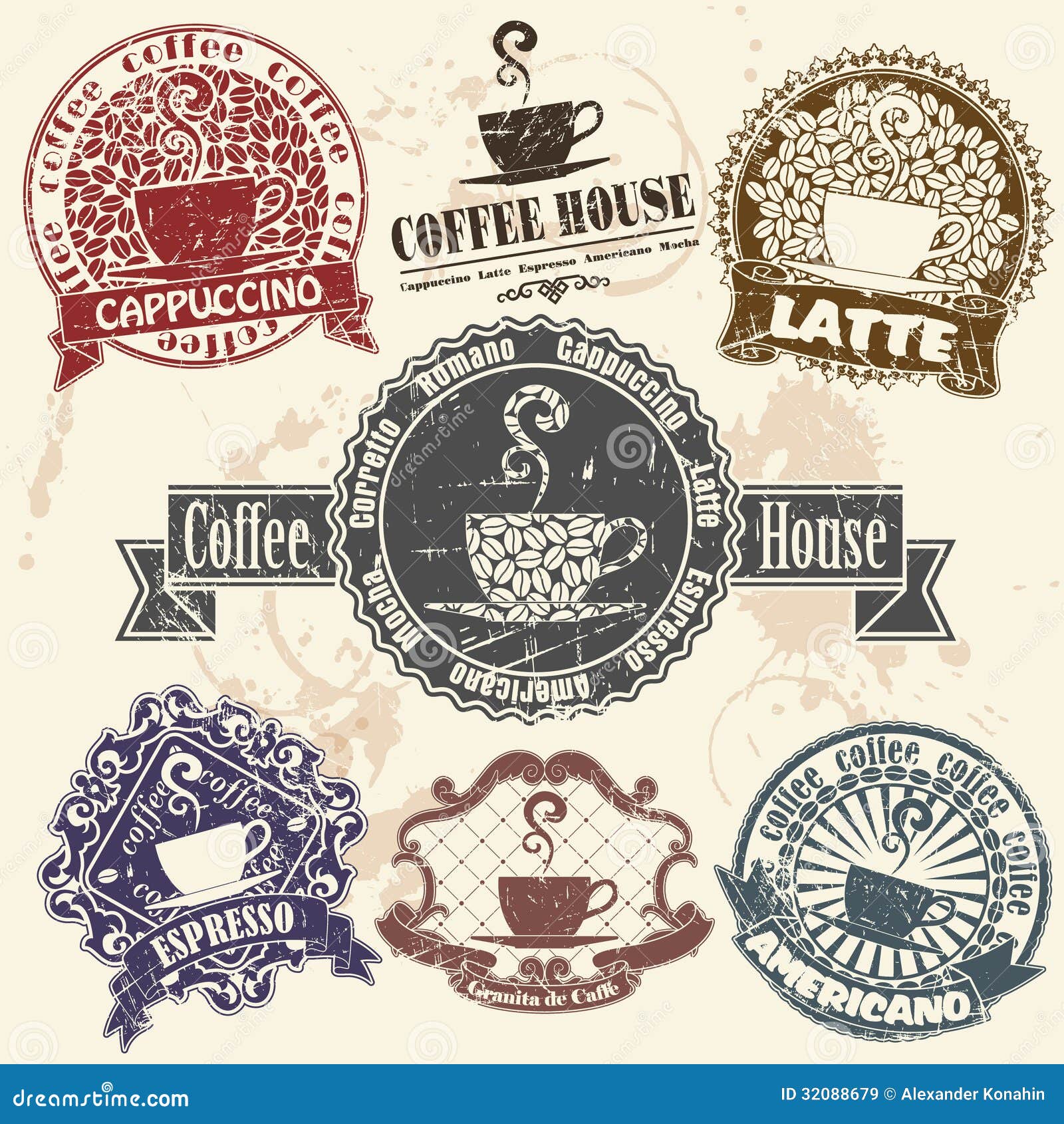 Coffee Cup Stamp Cartoon Vector | CartoonDealer.com #24114939