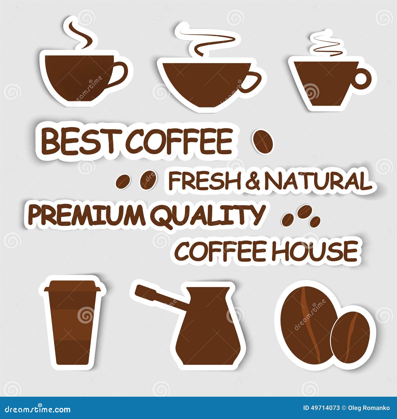 Set of coffee stickers stock vector. Illustration of mocha - 49714073