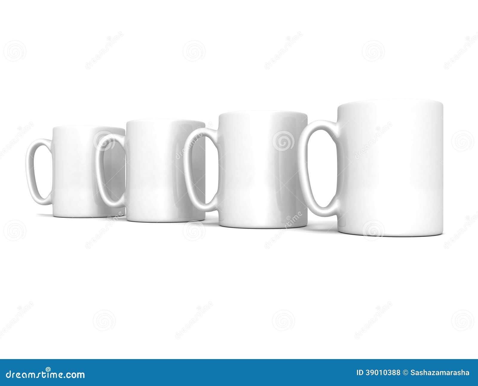 Set of Coffee or Tea Break White Mugs Cups Stock Illustration ...