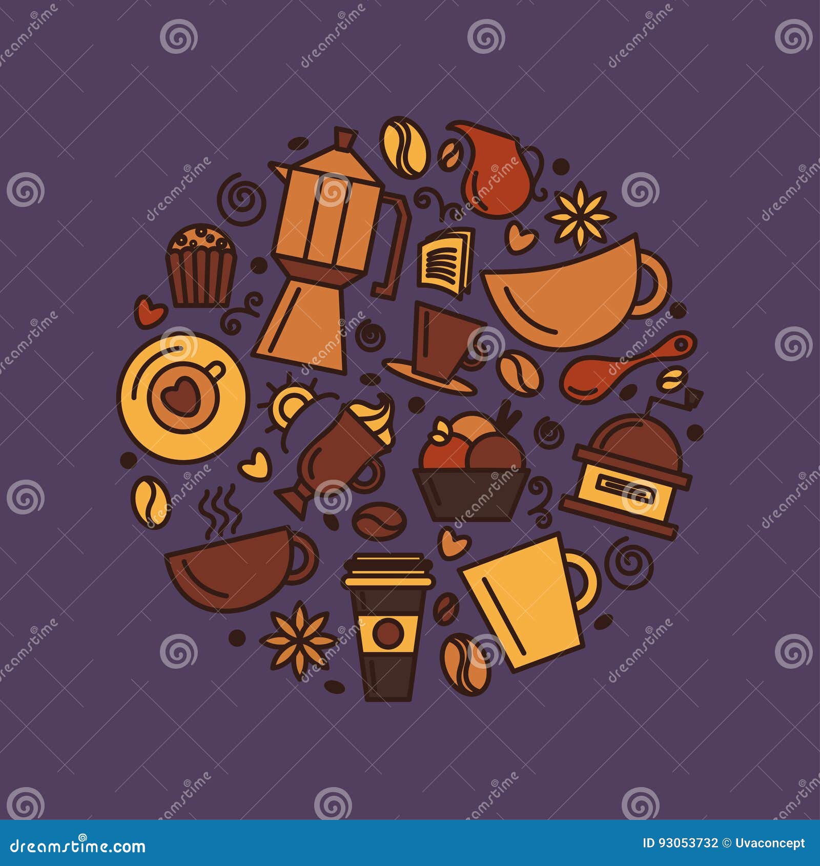 Coffee Theme Staggered Background Cartoon Vector | CartoonDealer.com ...