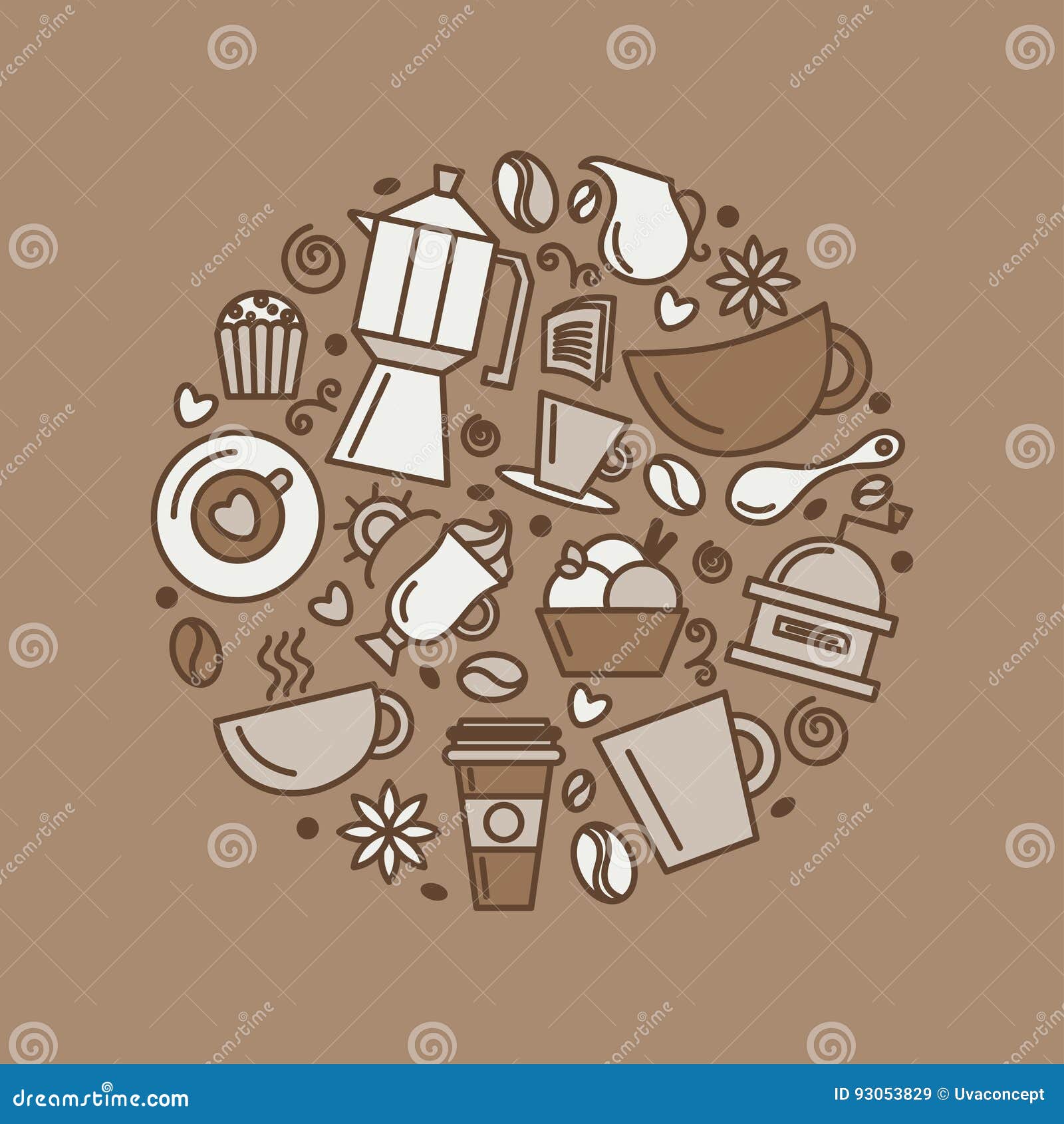 Coffee Theme Background Cartoon Vector | CartoonDealer.com #51586979