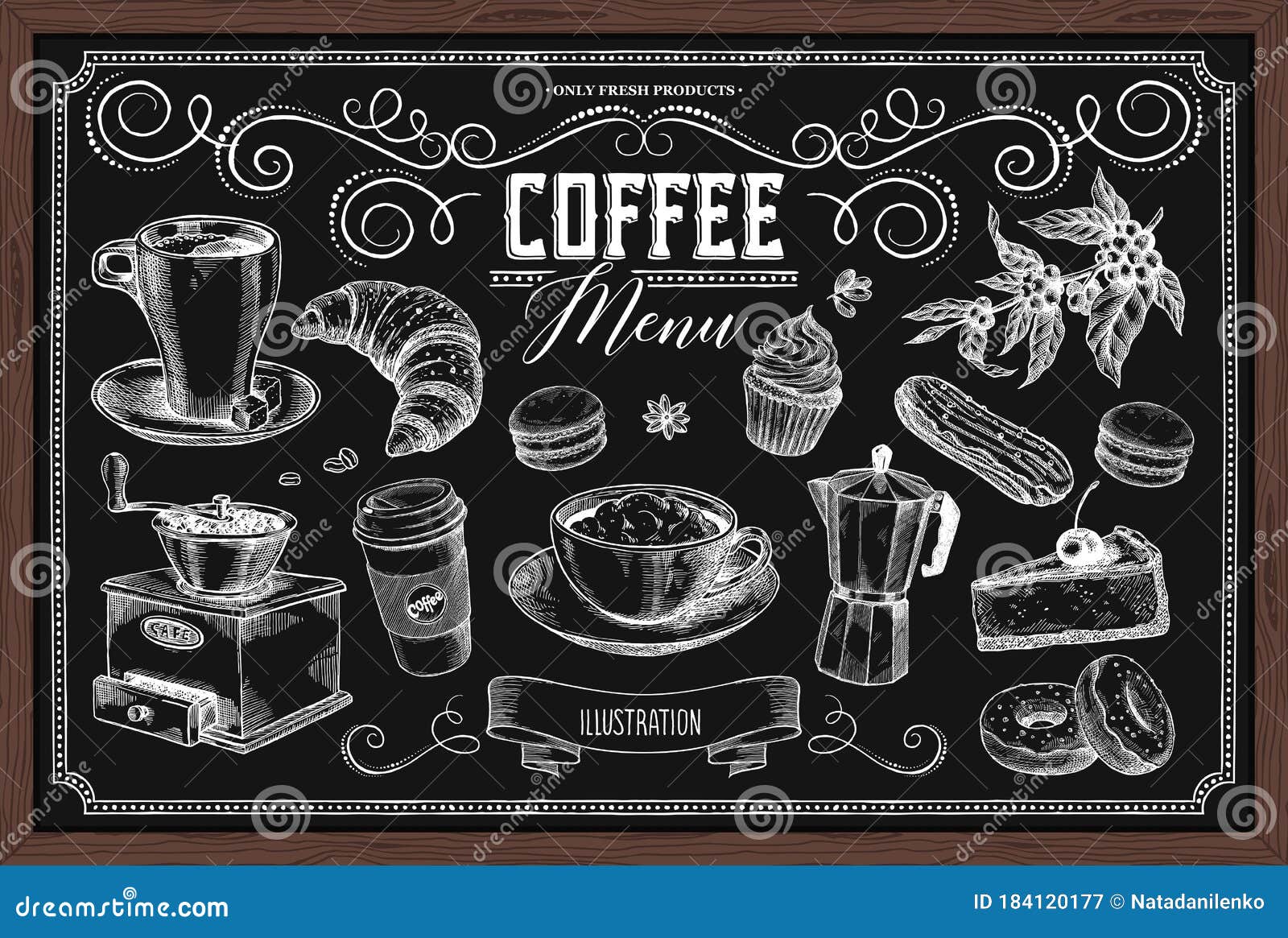 Set of Coffee-themed Items and Sweets Related Vector Images.. Stock ...