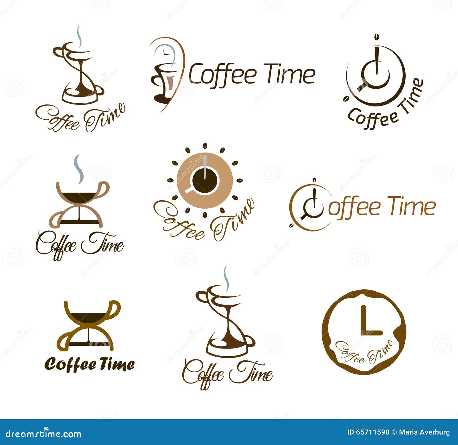 Set of Coffee Time Logo Design. Stock Vector - Illustration of cafe ...