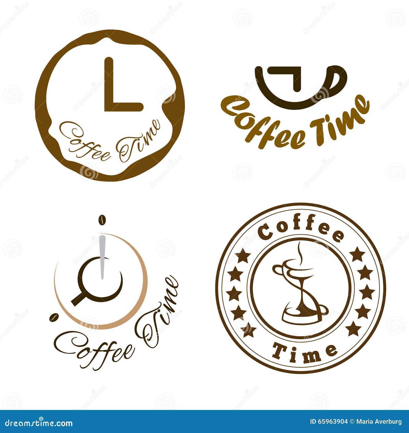 Set of Coffee Time Logo Design. Stock Vector - Illustration of vector ...