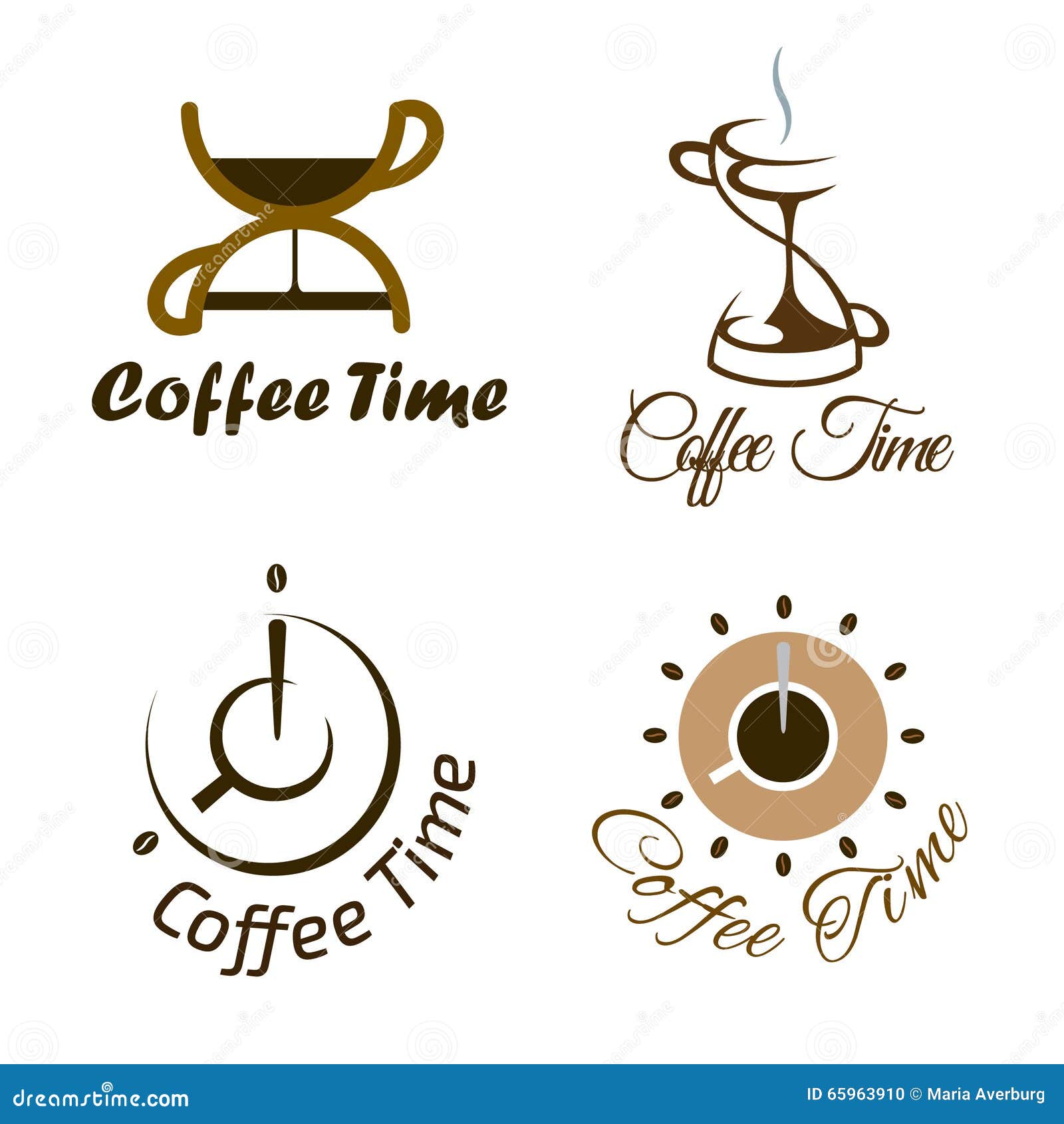 Set of Coffee Time Logo Design. Stock Vector - Illustration of retro ...