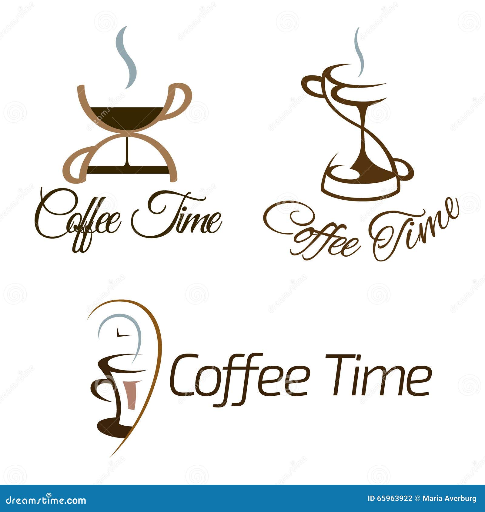 Set of Coffee Time Logo Design. Stock Vector - Illustration of ...