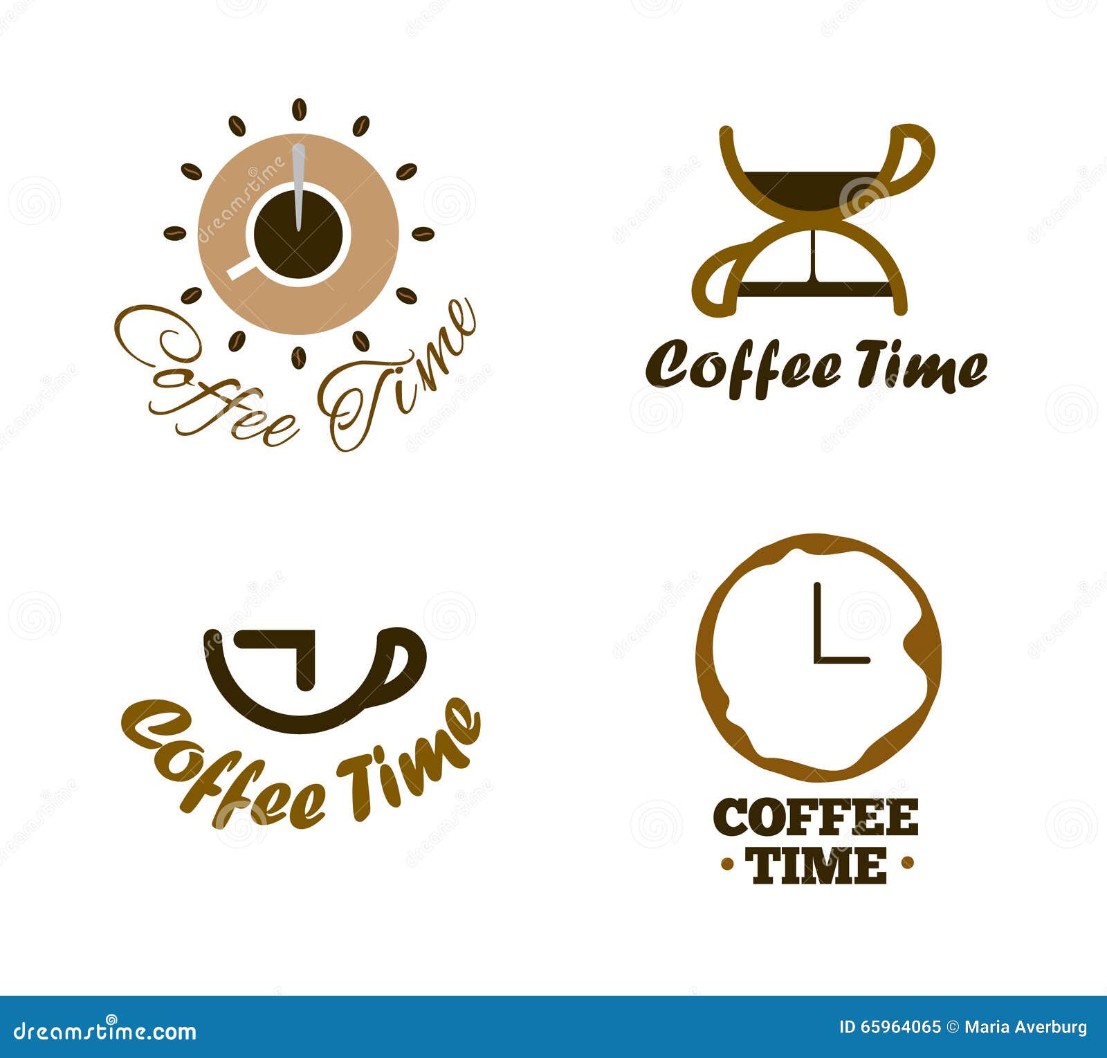 Set of Coffee Time Logo Design. Stock Vector - Illustration of ...