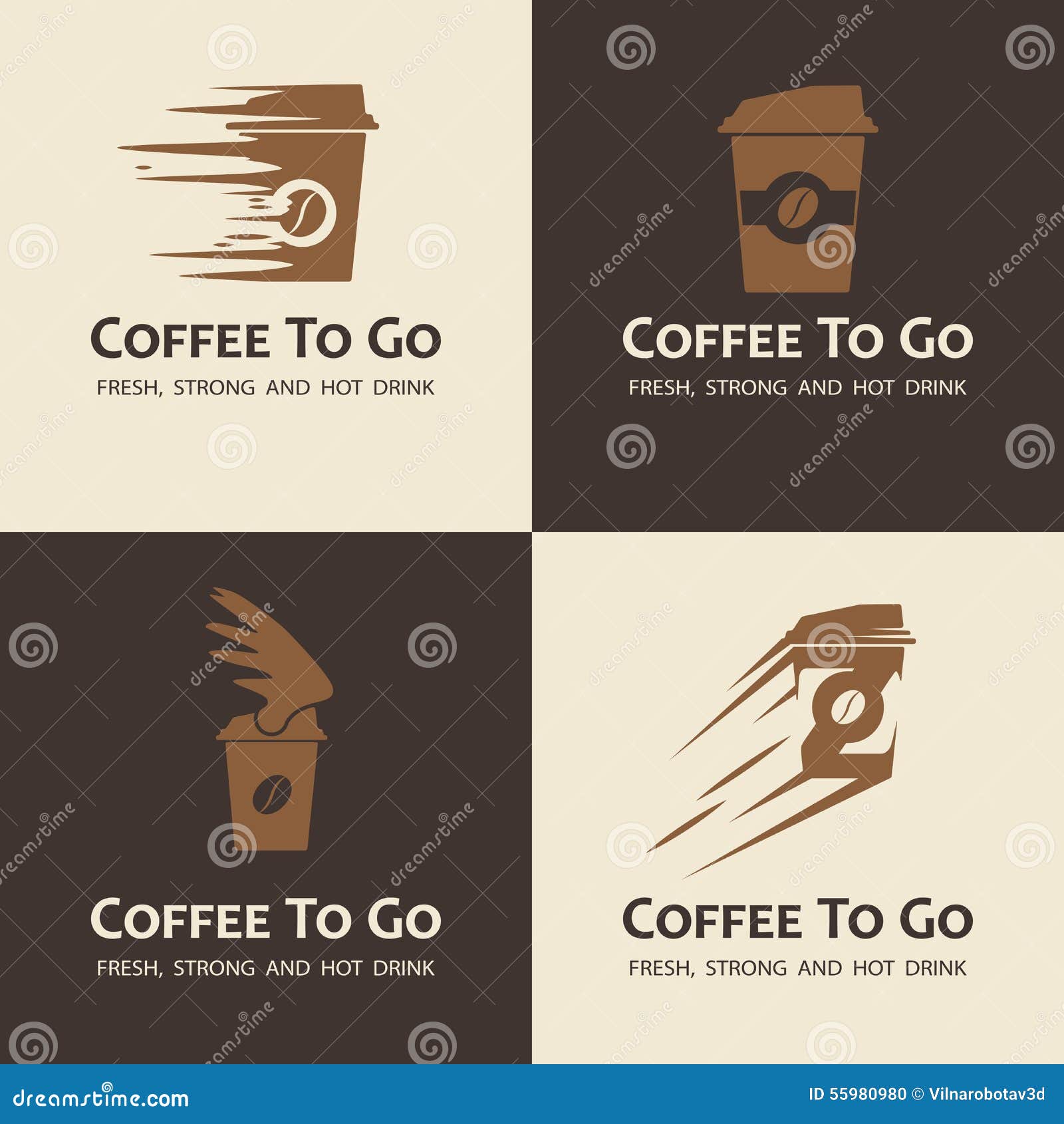 Set of coffee to go labels stock vector. Illustration of design - 55980980