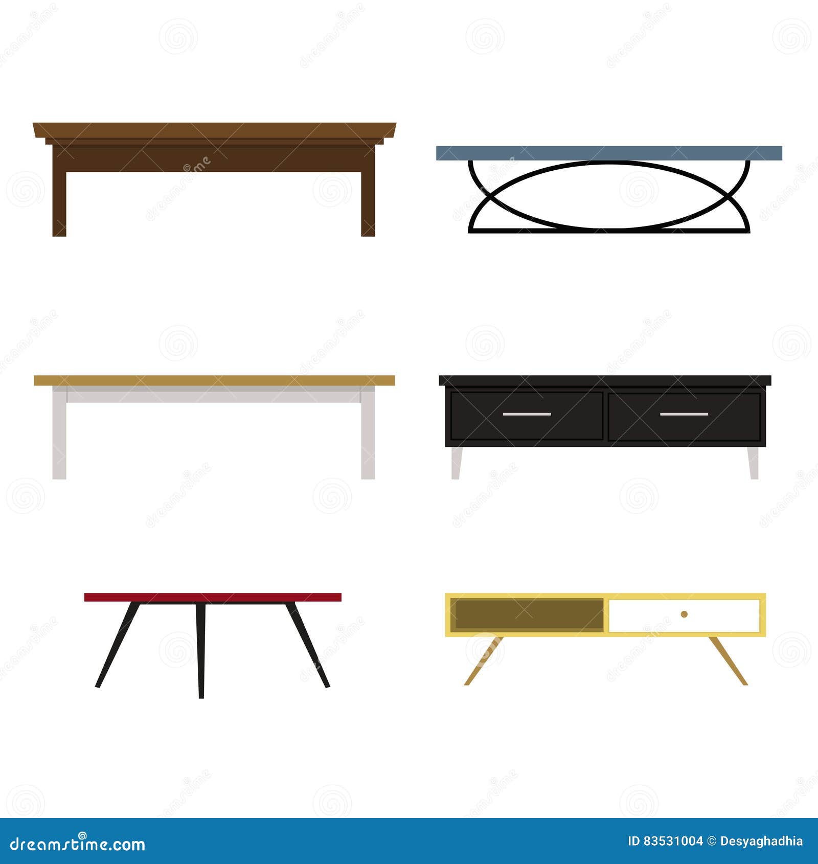 Set of Coffee Various Isolated Tables. Stock Vector - Illustration of ...