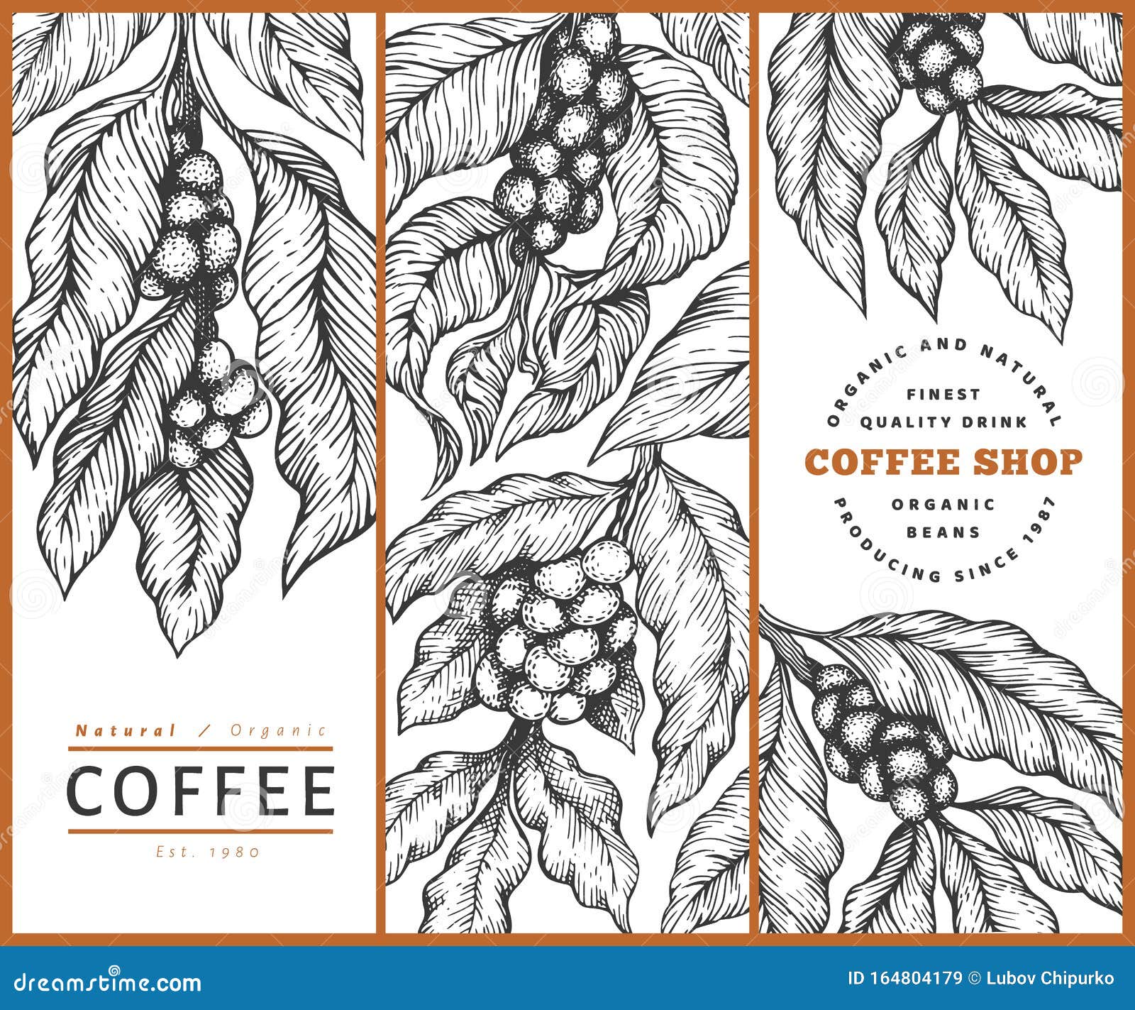 Set of Coffee Vector Design Template. Vintage Coffee Background. Hand ...
