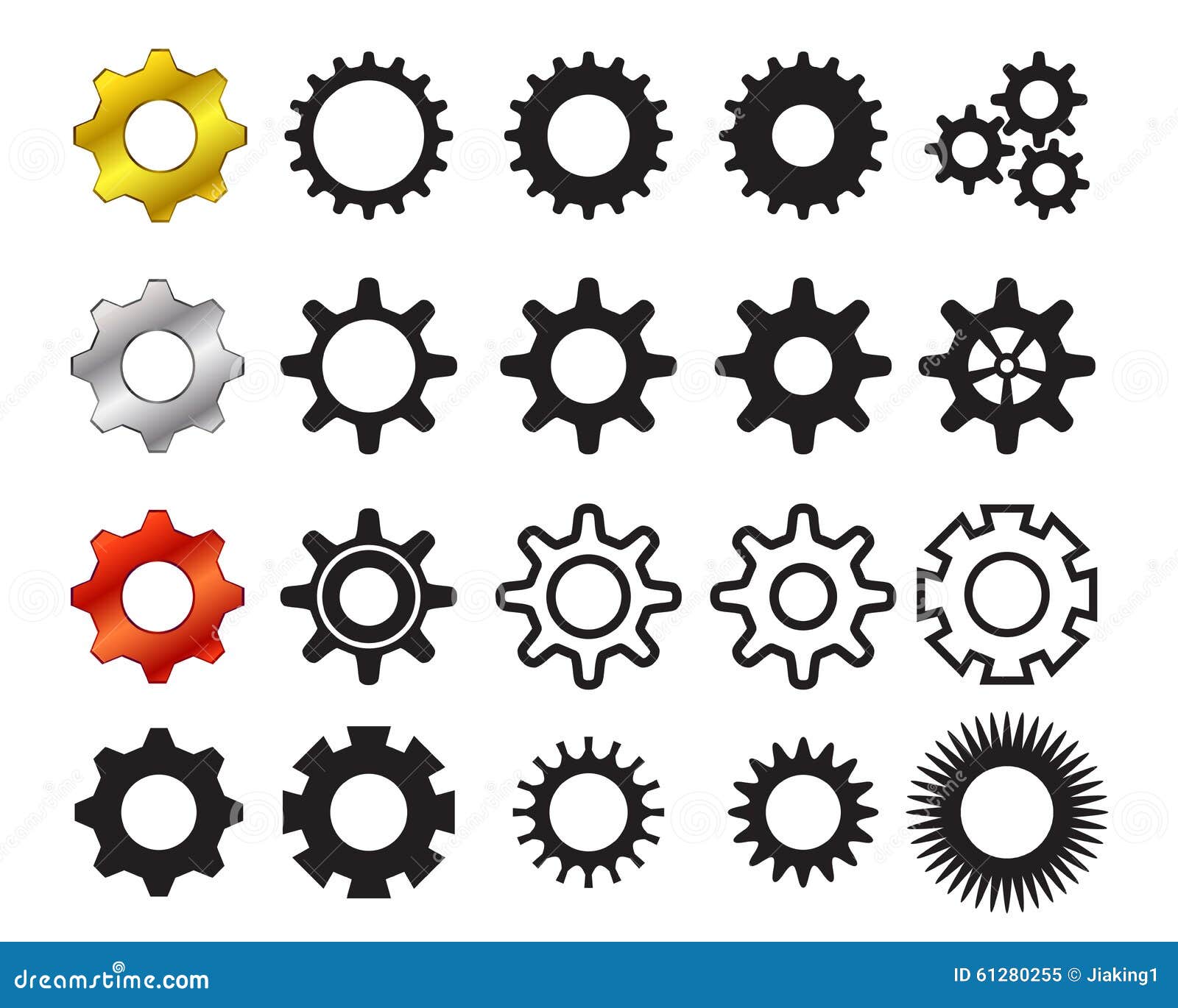 Set of Cog Icons in Many Style Stock Vector - Illustration of power ...