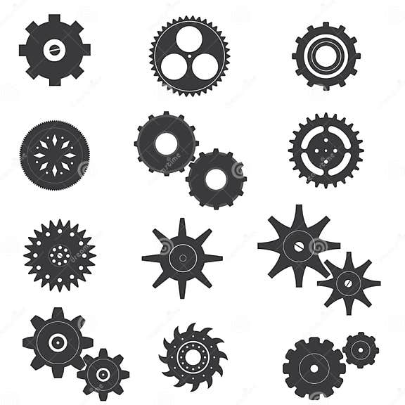 Set of Cog and Machine Vector and Icon Stock Vector - Illustration of ...