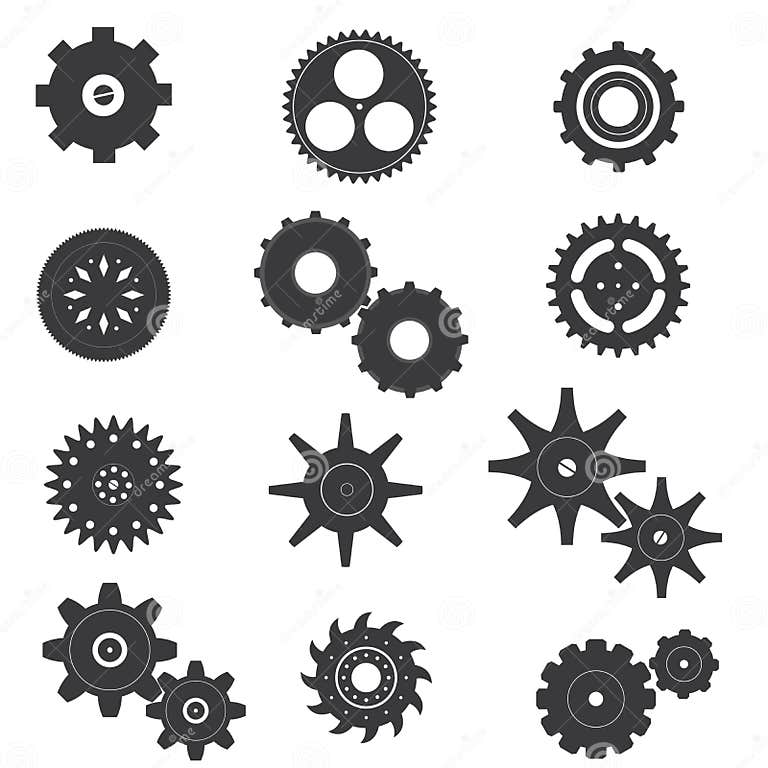 Set of Cog and Machine Vector and Icon Stock Vector - Illustration of ...