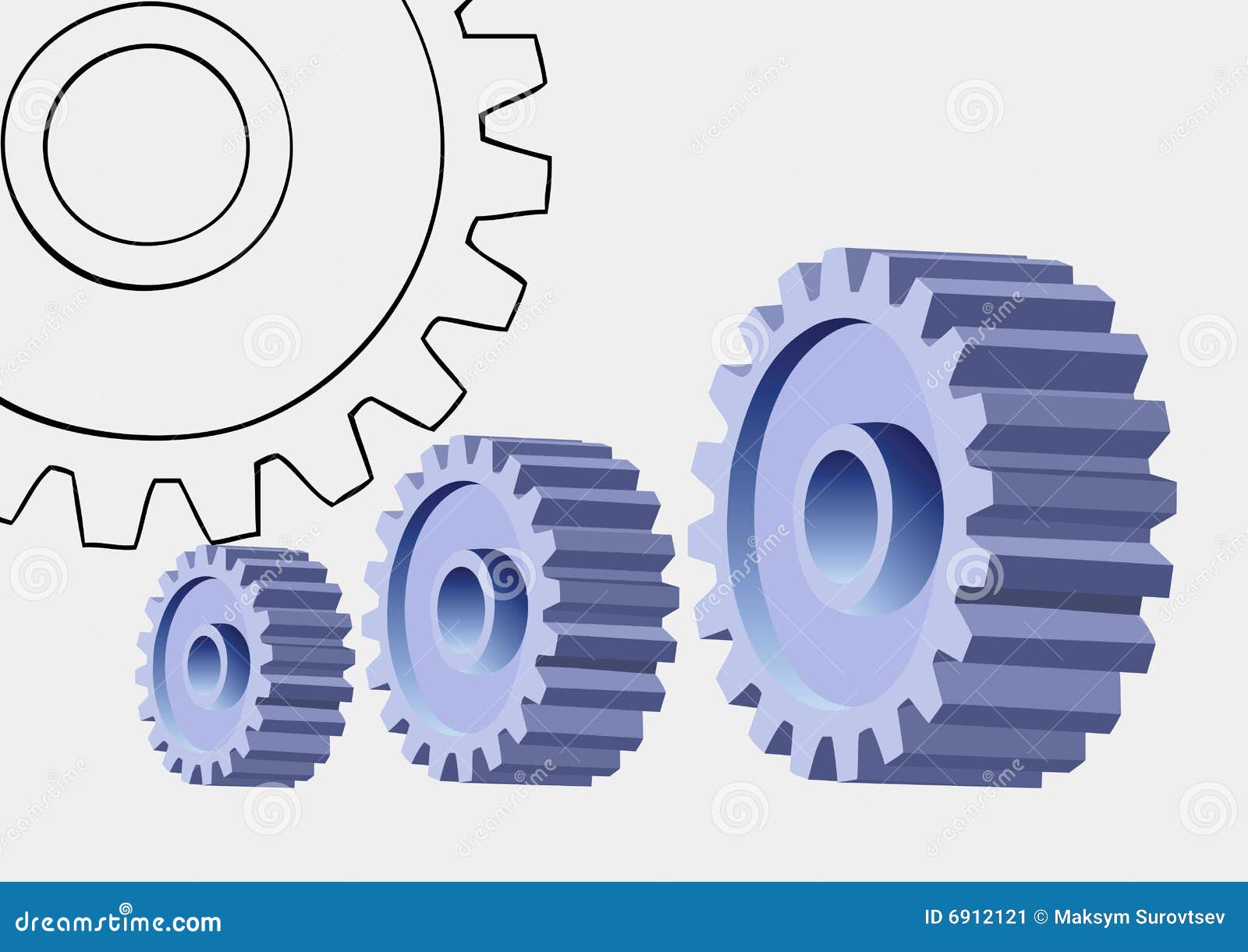Set of cog-wheels stock vector. Illustration of mechanism - 6912121
