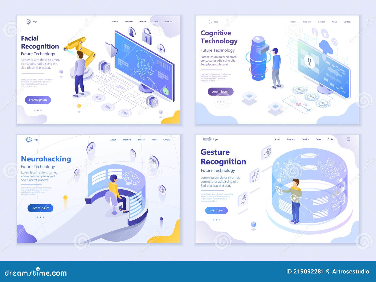 Set of Cognitive Technologies Concepts, 3d Isometric Vector ...