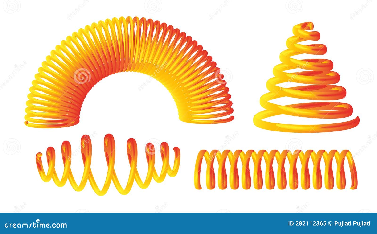 Set Coil Spring Twisted, Metal Industrial Coil Isolated. 3d Rendering ...