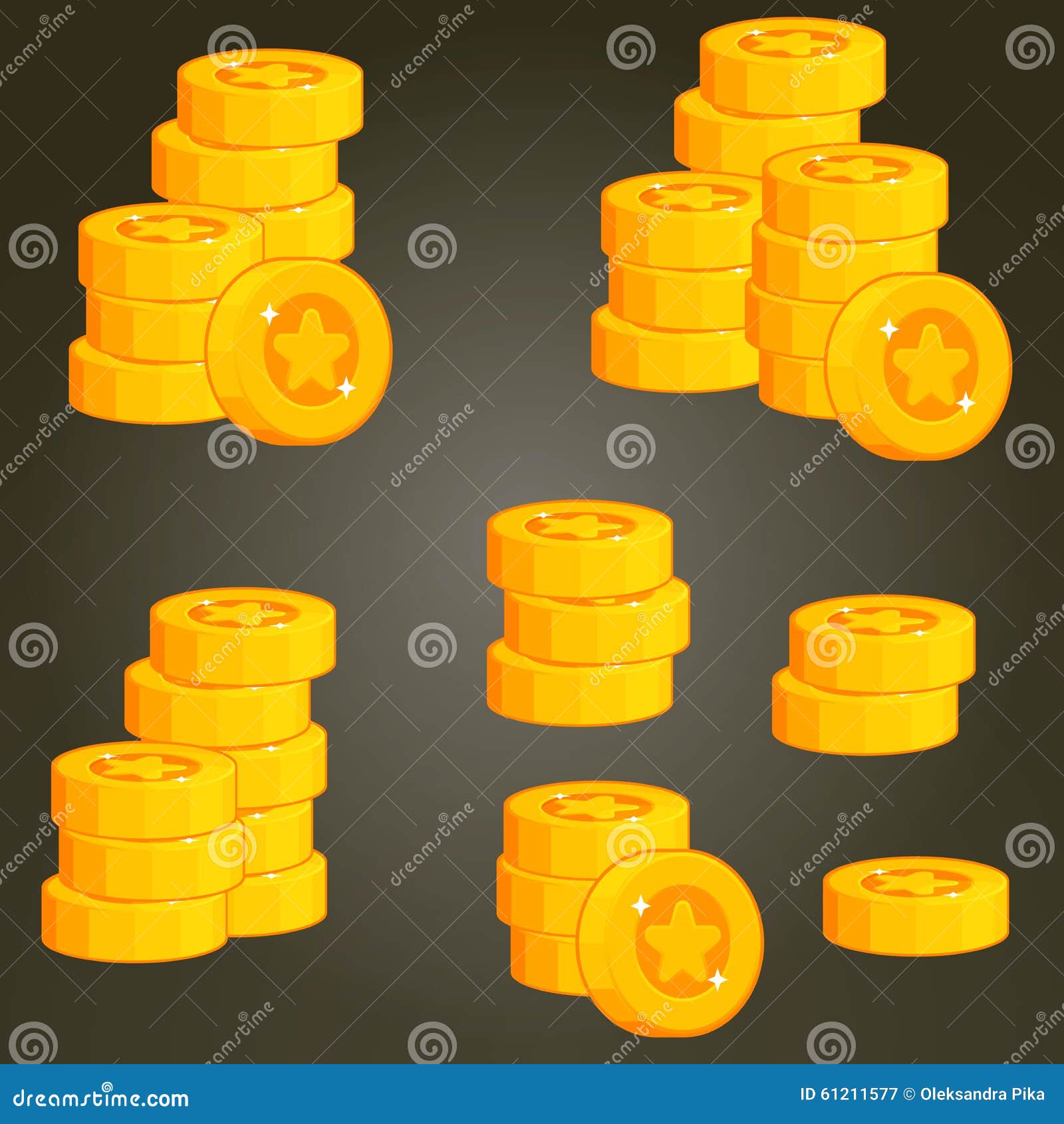 Set of Coins for UI stock vector. Illustration of star - 61211577