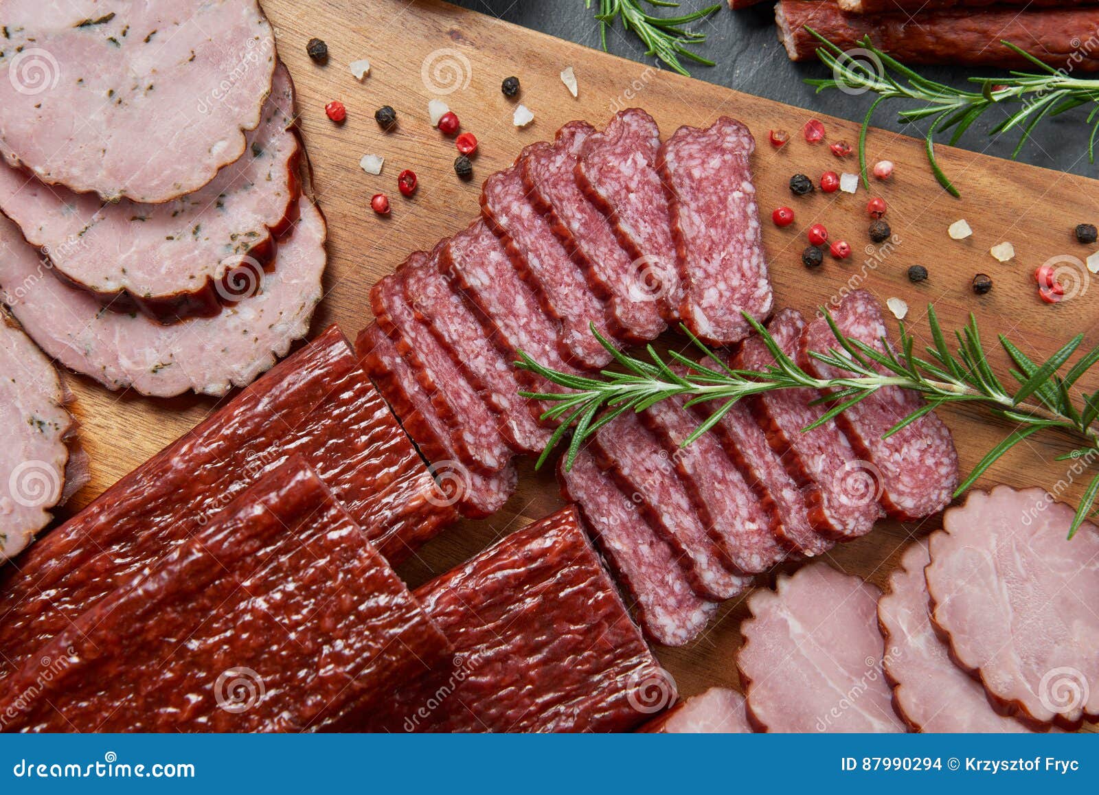 Set of Cold Cuts on a Wooden Board Stock Photo - Image of meal, ramsons ...