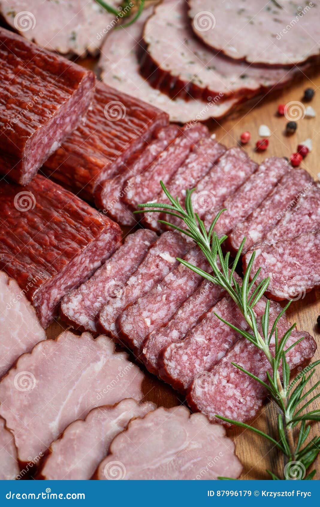 Set of Cold Cuts on a Wooden Board Stock Image - Image of fresh, beef ...