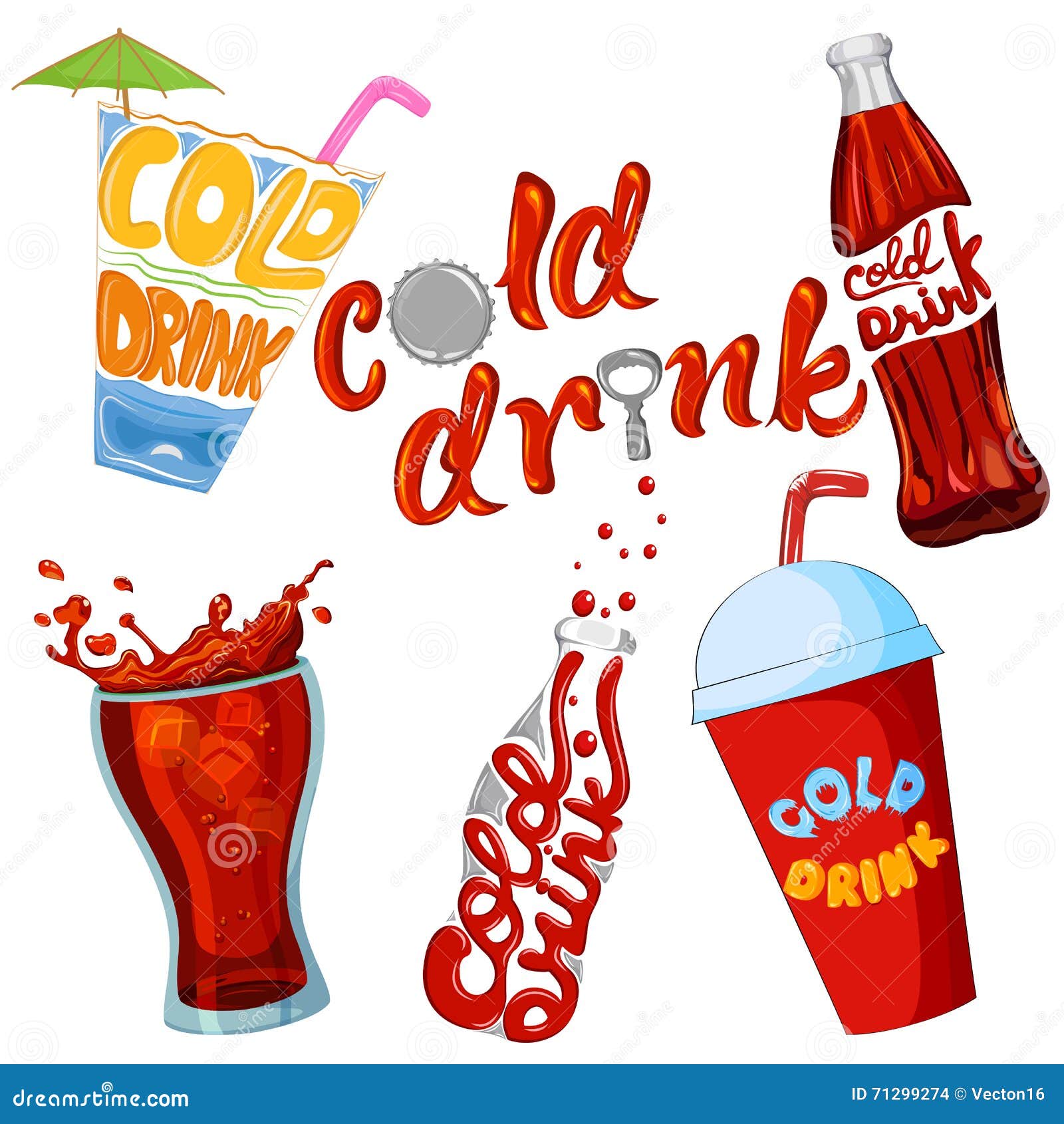 Set of Cold Drink and Beverage Icon Stock Vector - Illustration of ...