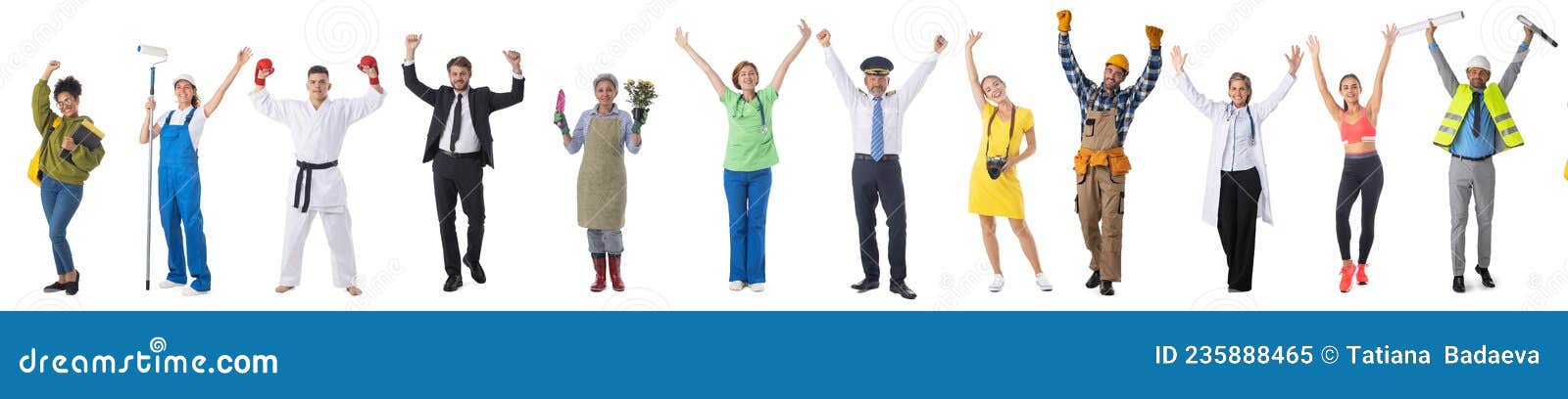Profession Workers with Arms Raised Stock Image - Image of engineer ...