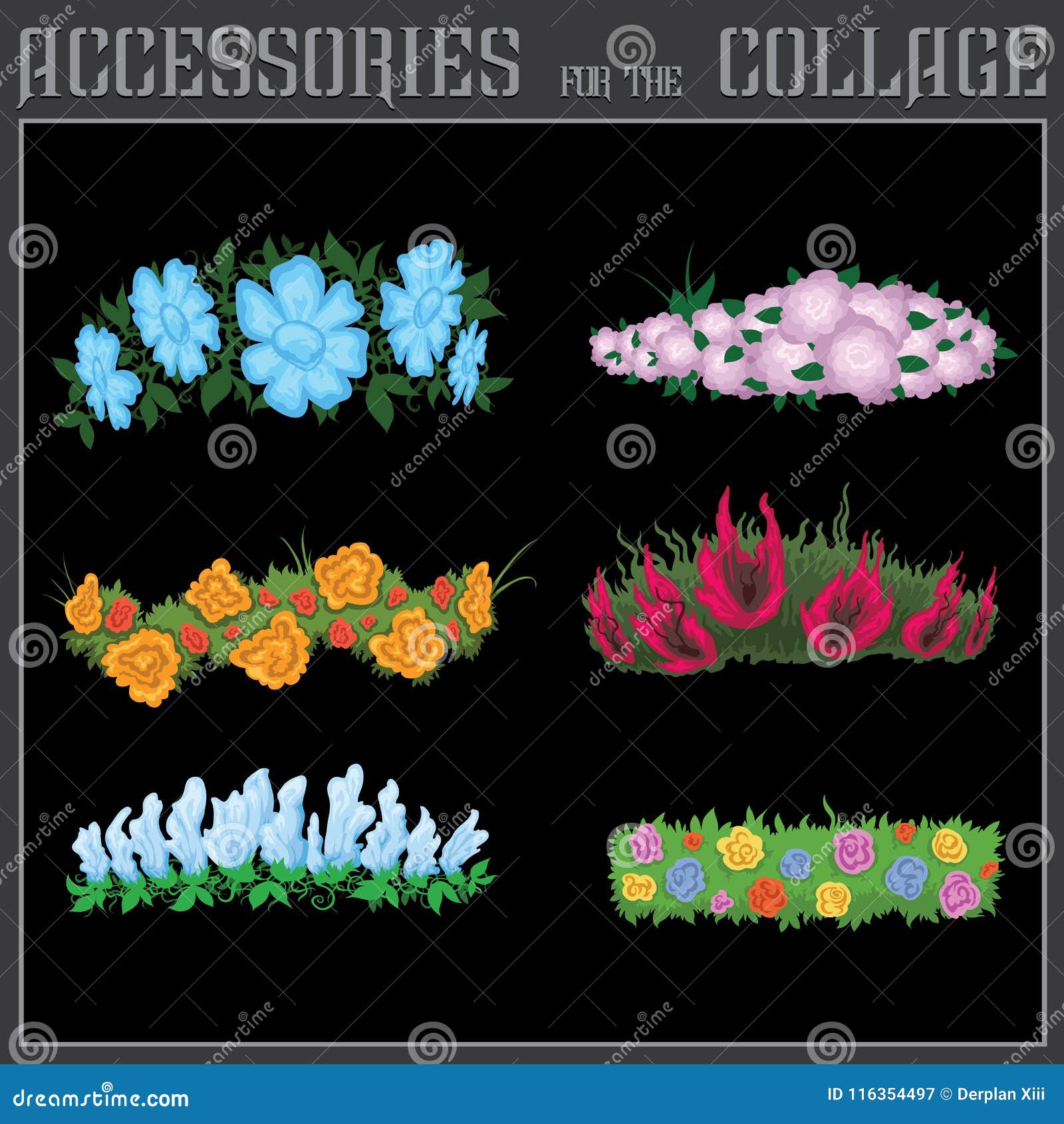 Accessories collage stock vector. Illustration of glass - 116354497