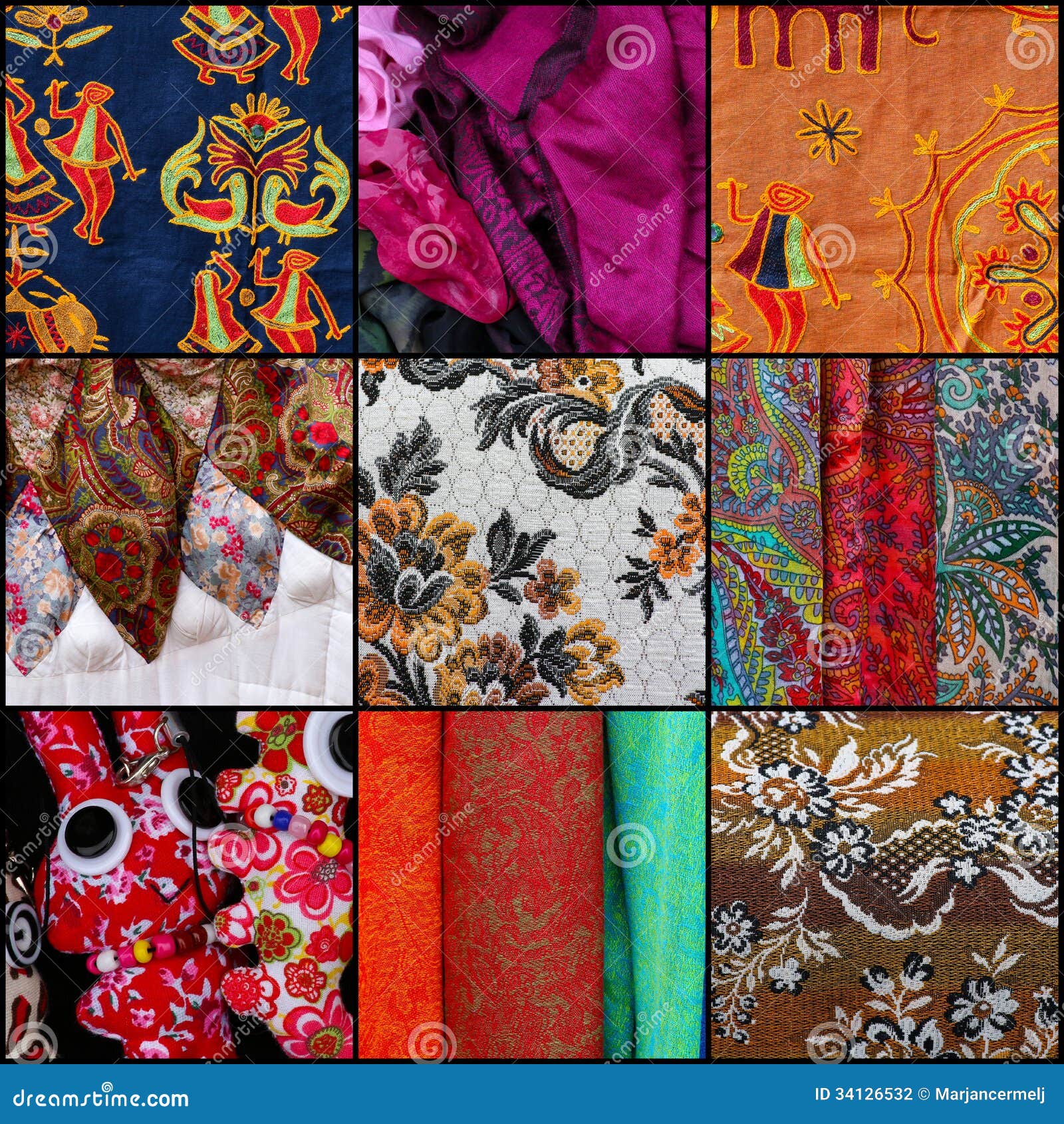 Set Collage Textiles stock photo. Image of detail, nomad - 34126532