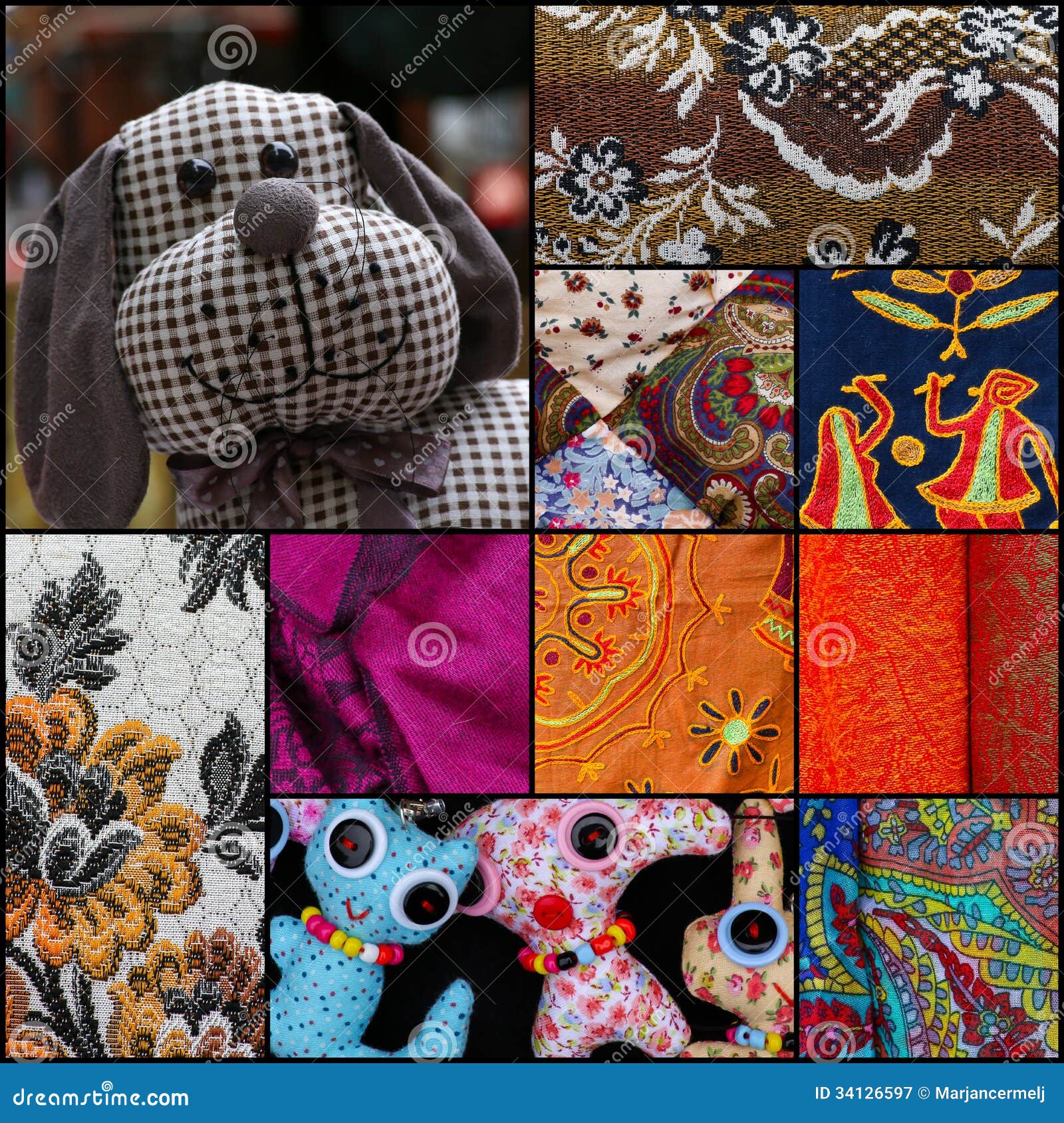 Set Collage Textiles stock image. Image of ornamental - 34126597