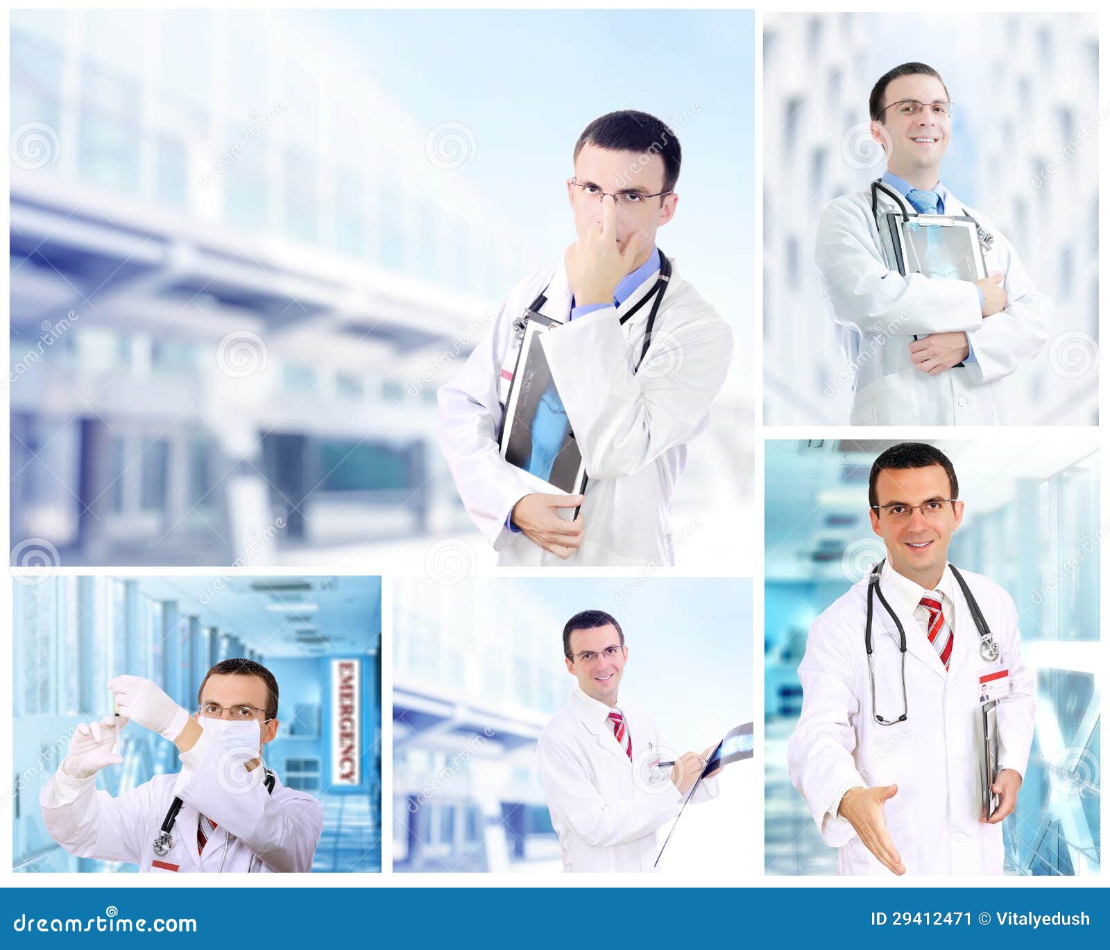 Set (collage) of Young Doctor Stock Image - Image of laboratory ...