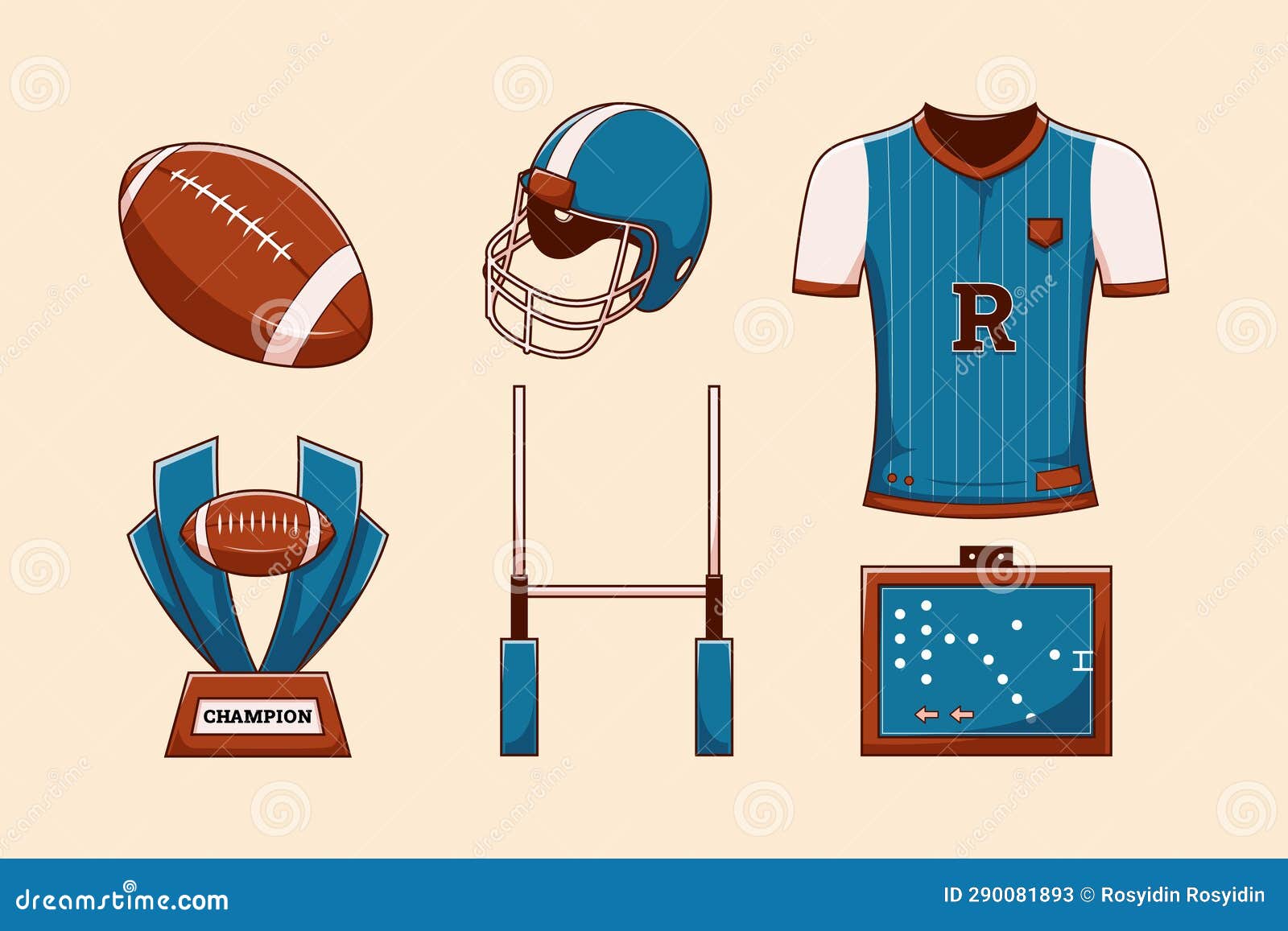 Set Collection of American Football Element Stock Illustration ...