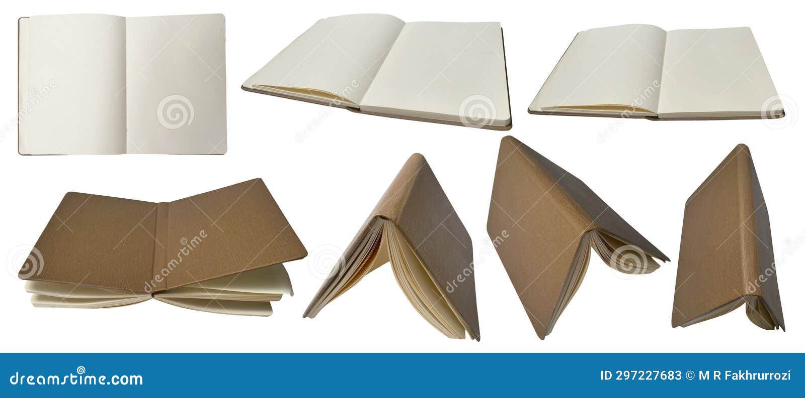 Set Collection of Blank Empty Copy Space White Open Book in Various ...