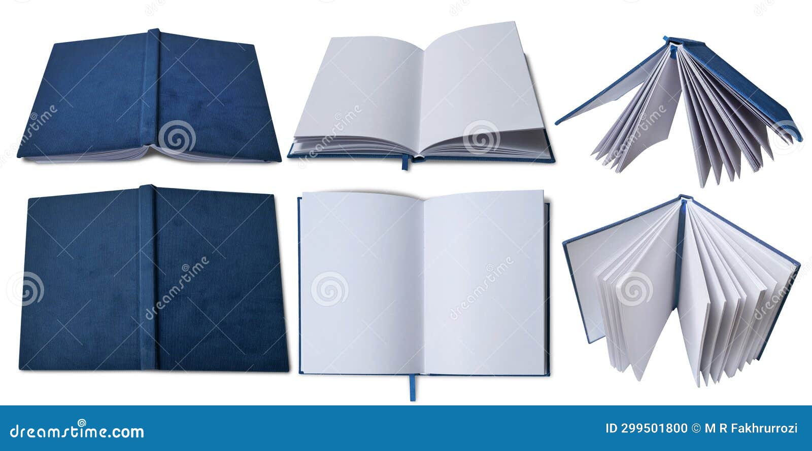 Set Collection of Blank Empty Copy Space White Open Book in Various ...