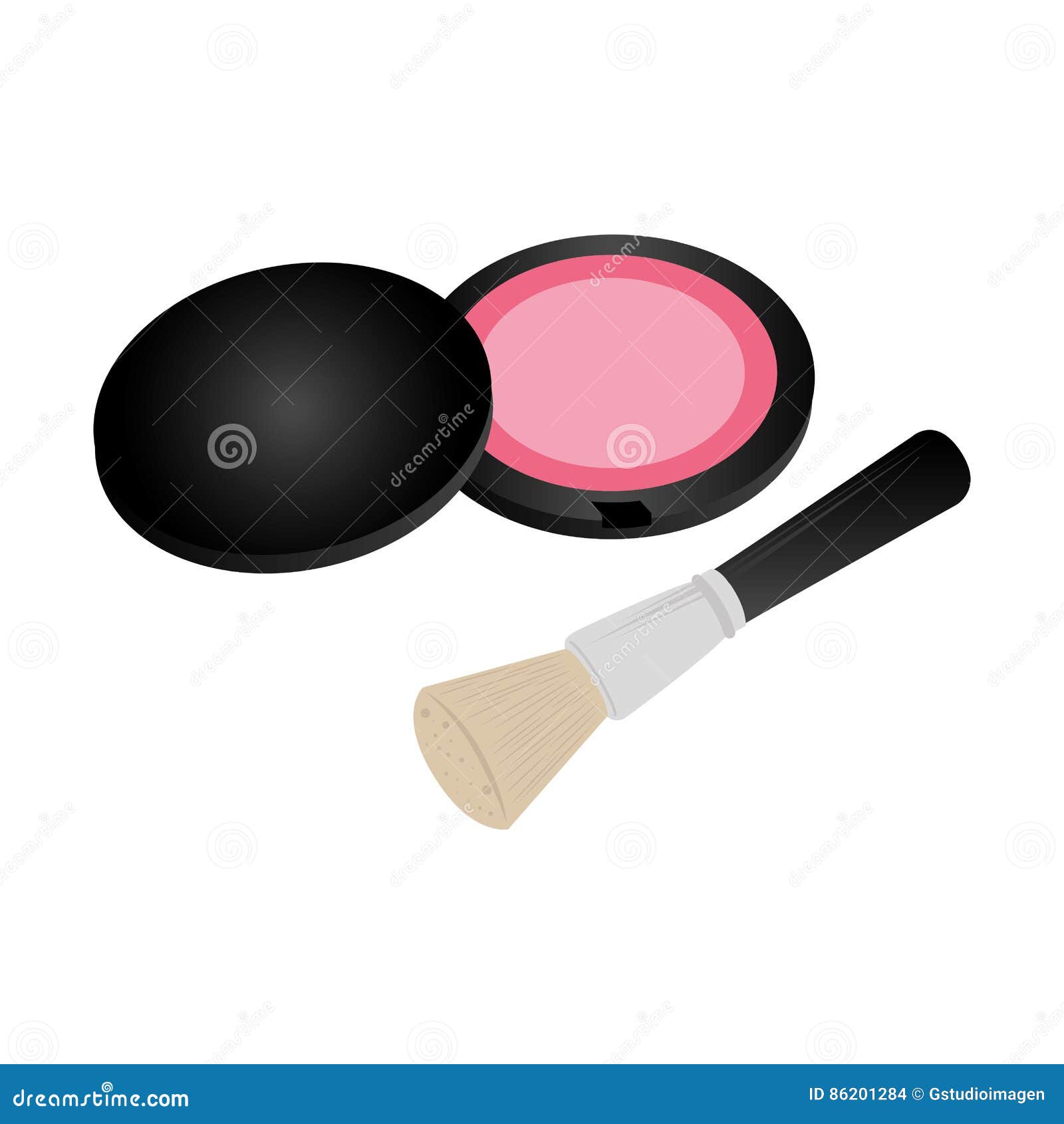 Set Collection Blush with Brush Makeup Stock Vector - Illustration of ...