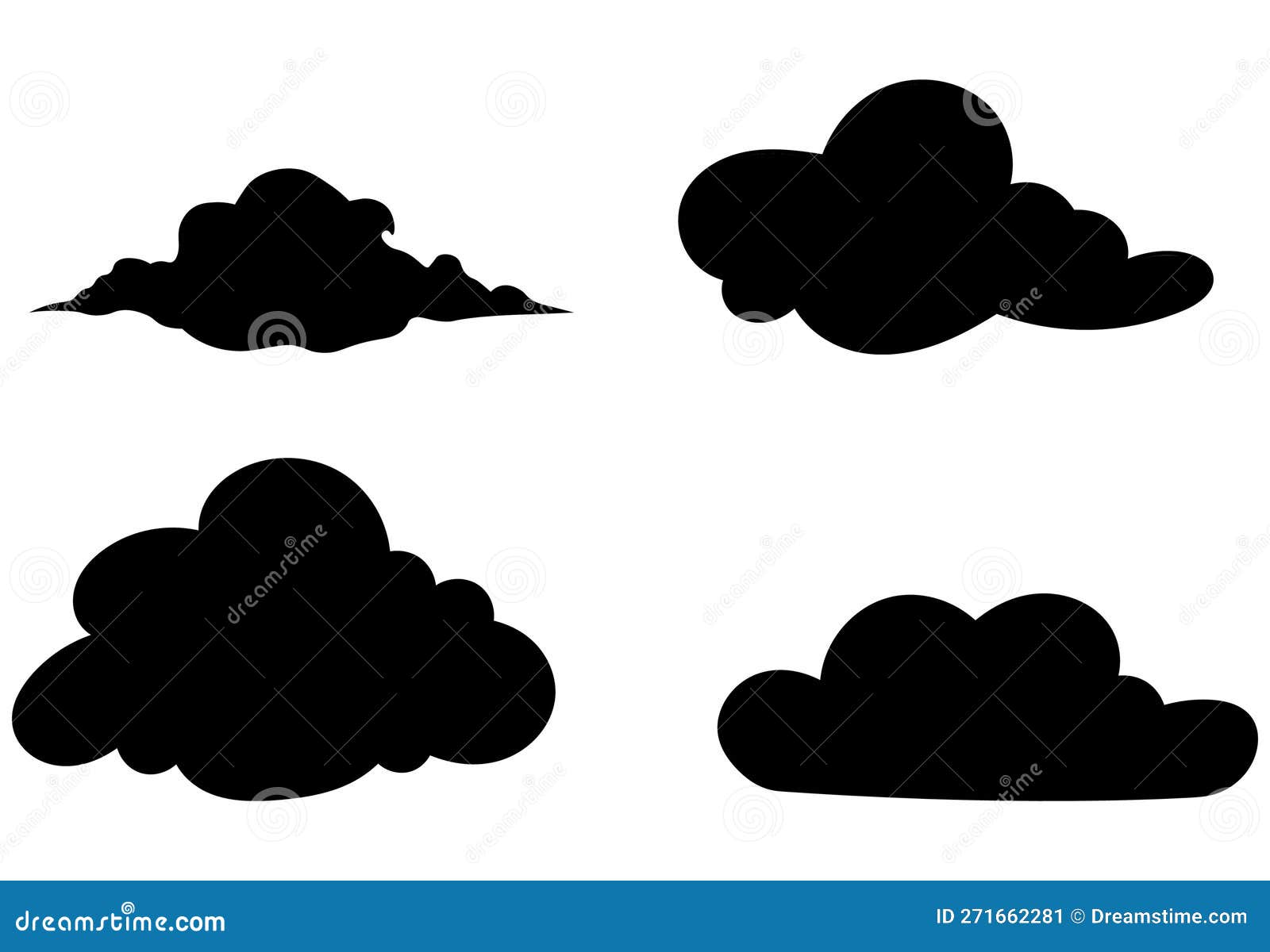 Set Collection of Cloud Icons. Cloud Silhouettes in Vector Form Stock ...