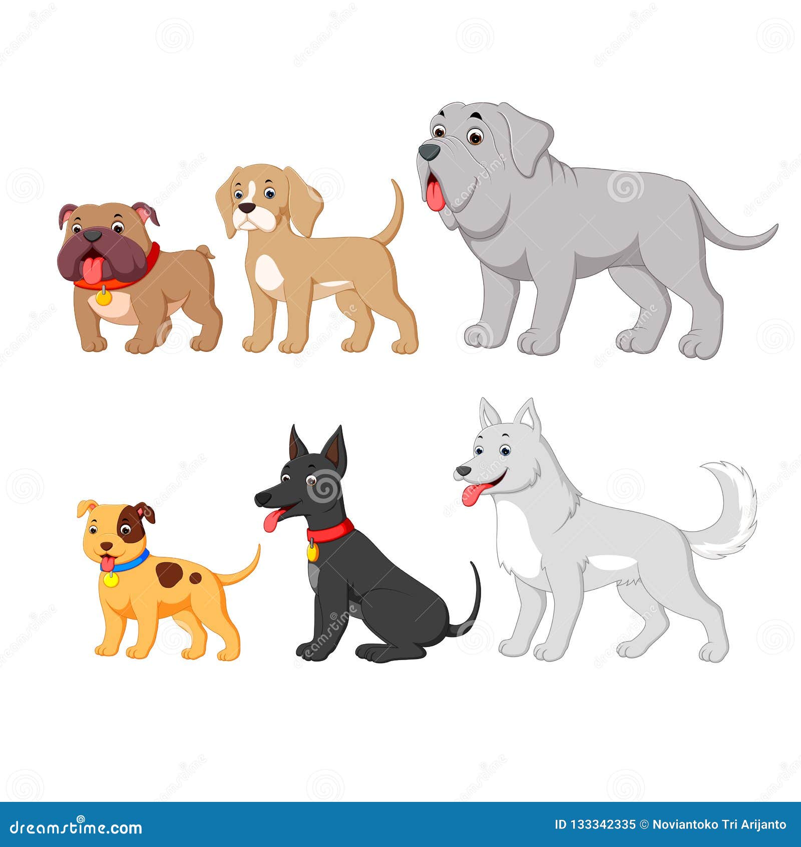 Set Collection with Cute Cartoon Dog Stock Vector - Illustration of ...