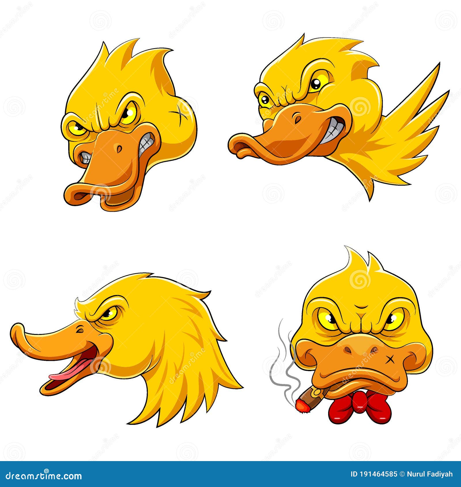 Set Collection of Duck Head Mascot Stock Vector - Illustration of icon ...