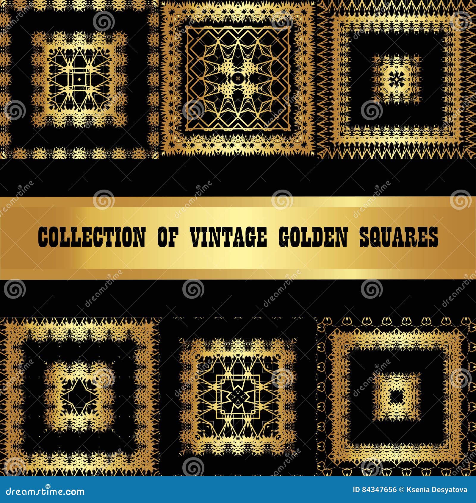 Set a Collection of Golden Square Stock Vector - Illustration of golden ...
