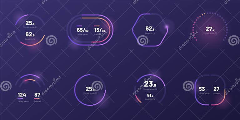 Set With Collection Of Indicator Template Dashboard Ui And Ux Kit