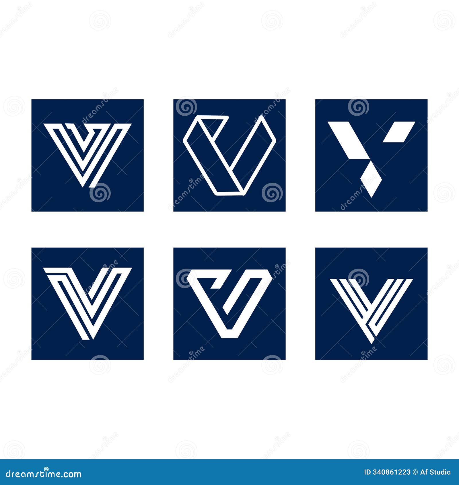 Set Collection of Initial Geometric Line Letter V Monogram Icon Symbol ...
