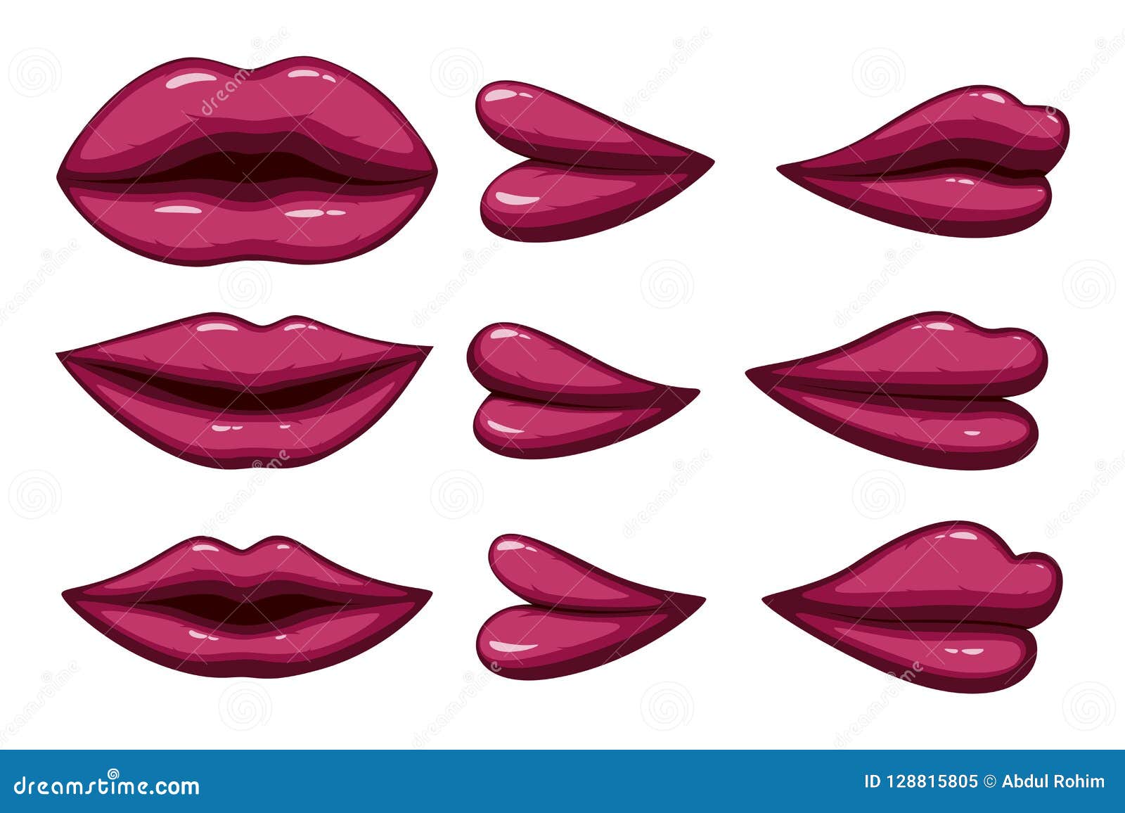 Set of Collection Lips Different Stock Illustration - Illustration of ...