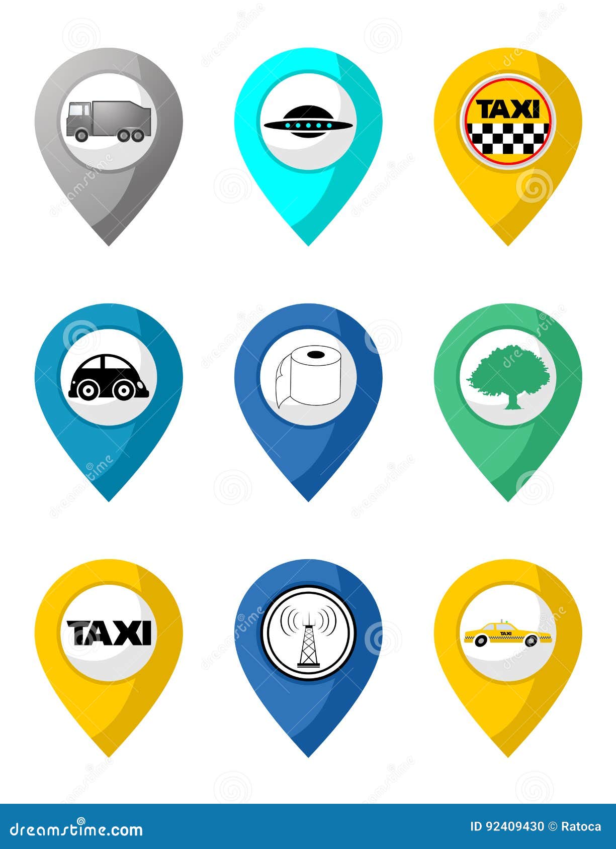 Set Collection of Location Point Design Stock Vector - Illustration of ...