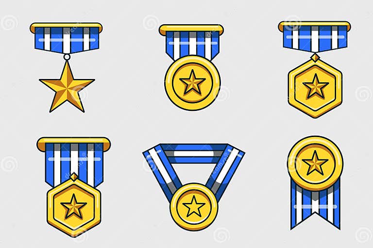 Set Collection of Medal Element Design Stock Illustration ...