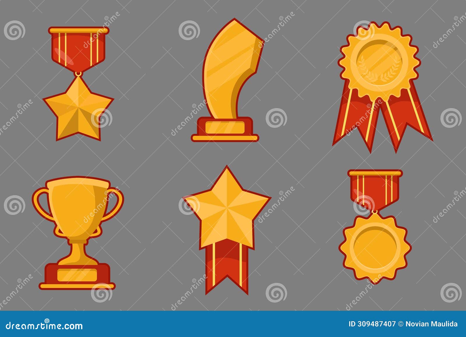 Set Collection of Medal and Trophy Element Stock Illustration ...