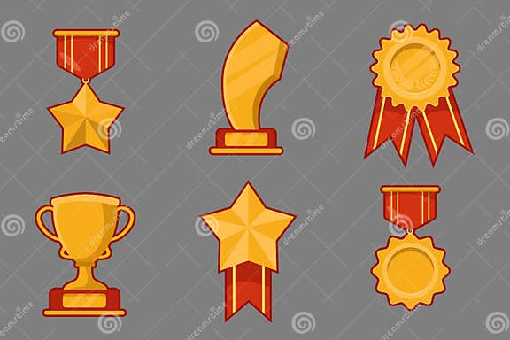 Set Collection of Medal and Trophy Element Stock Illustration ...