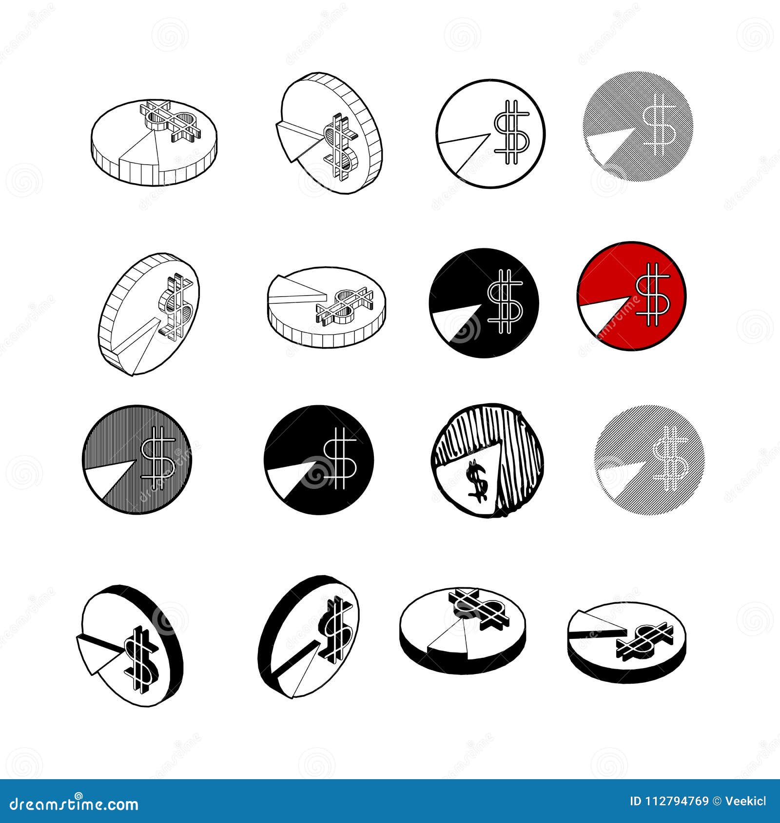Set of Collection Modern Vector. Money Chart Icon Multi Type of Stock ...