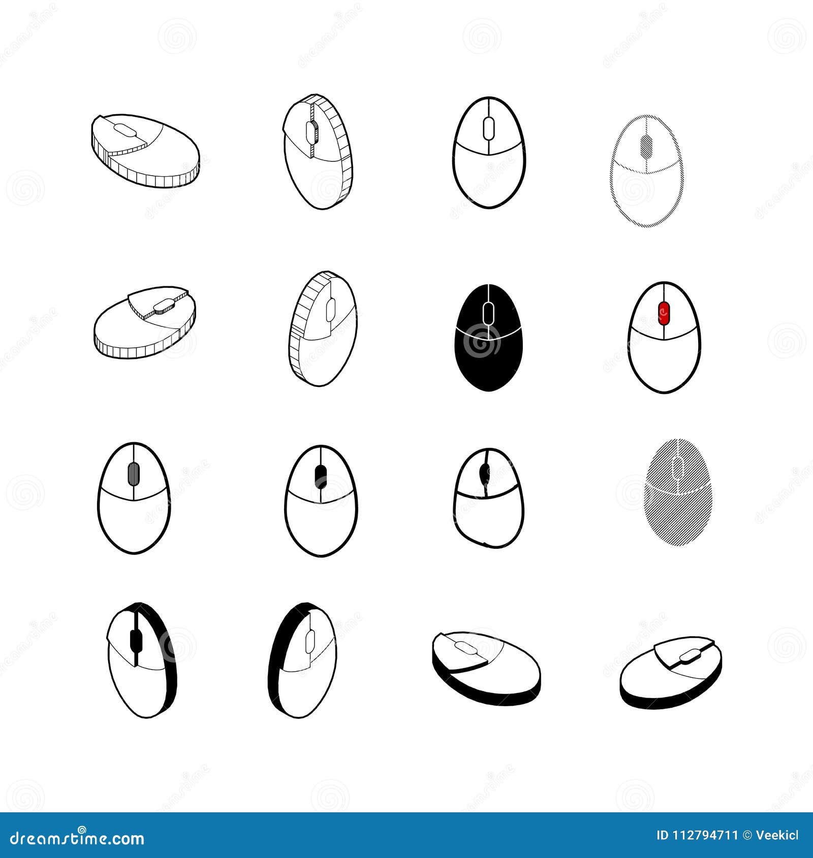 Set of Collection Modern Vector. Mouse Icon Multi Type of 3d Iso Stock ...