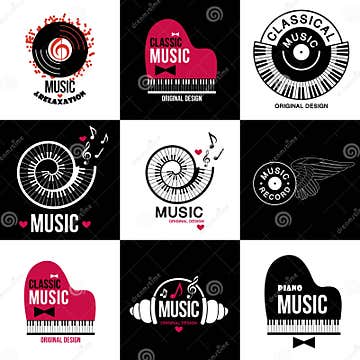 Set Collection of Music Logos and Emblems. Stock Vector - Illustration ...