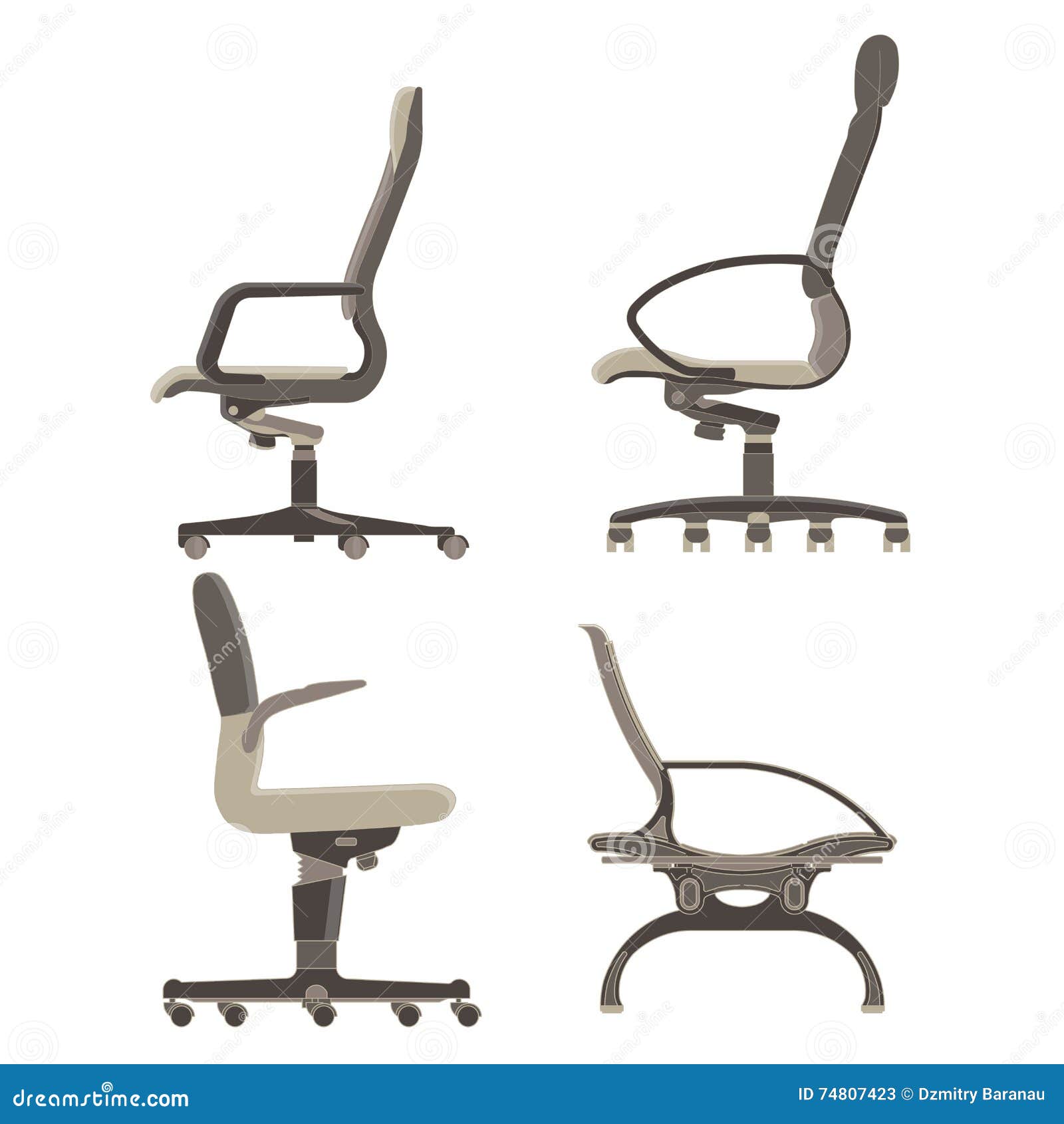Set, Collection, Pack Office Chairs Side View Stock Vector ...