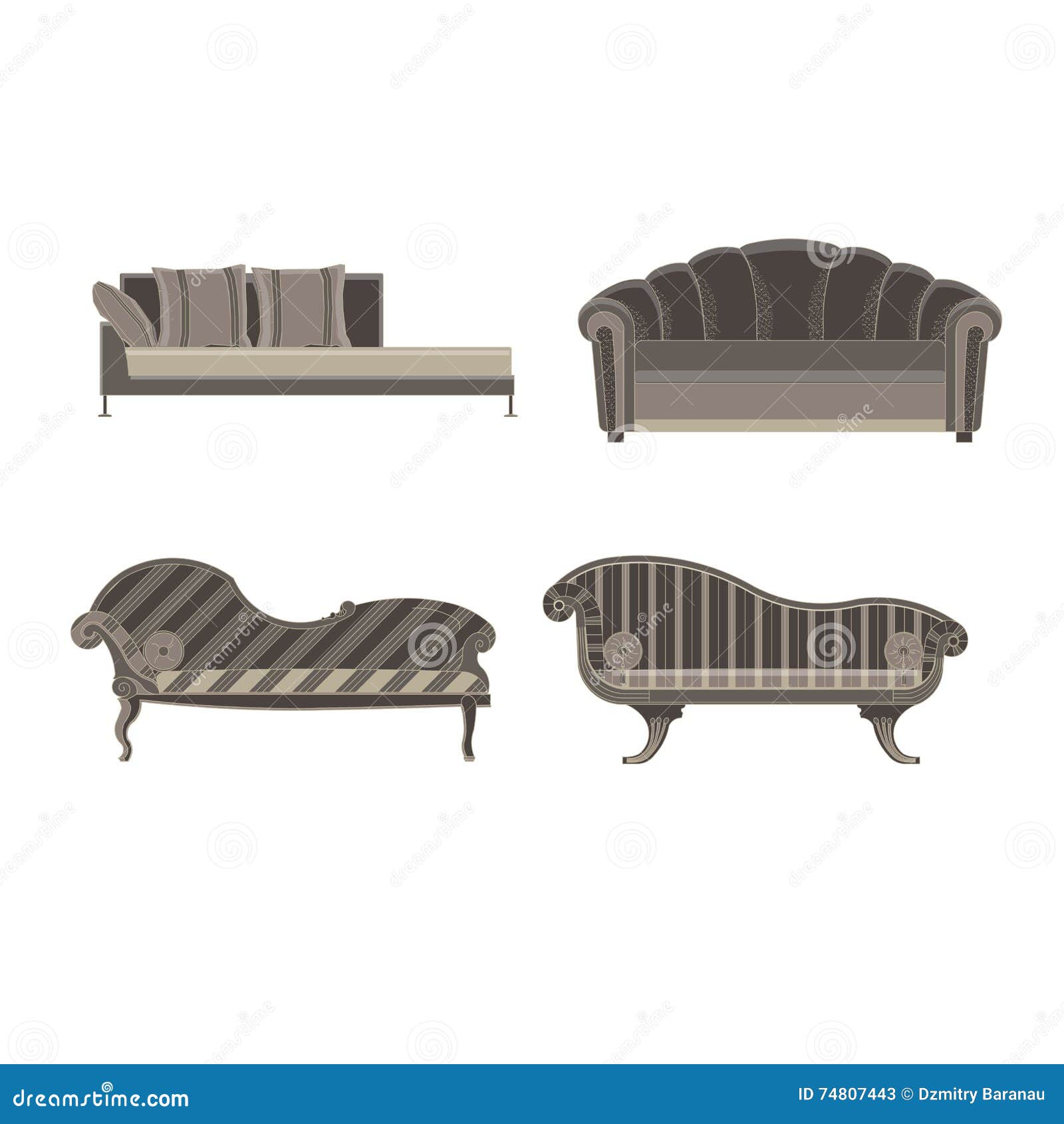 Set, Collection, Pack Sofa Illustration Object Stock Vector ...