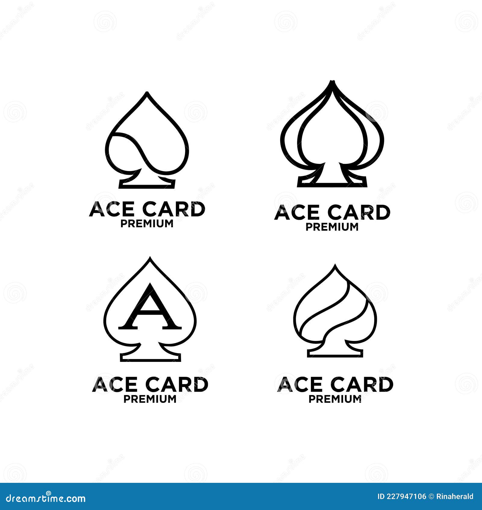 Set Collection Premium Ace Card Black Line Vector Logo Icon Design ...